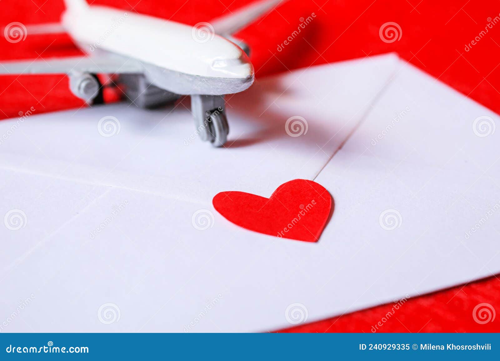 Hearts and a Plane on a Red Background. Valentine S Day. Selective ...