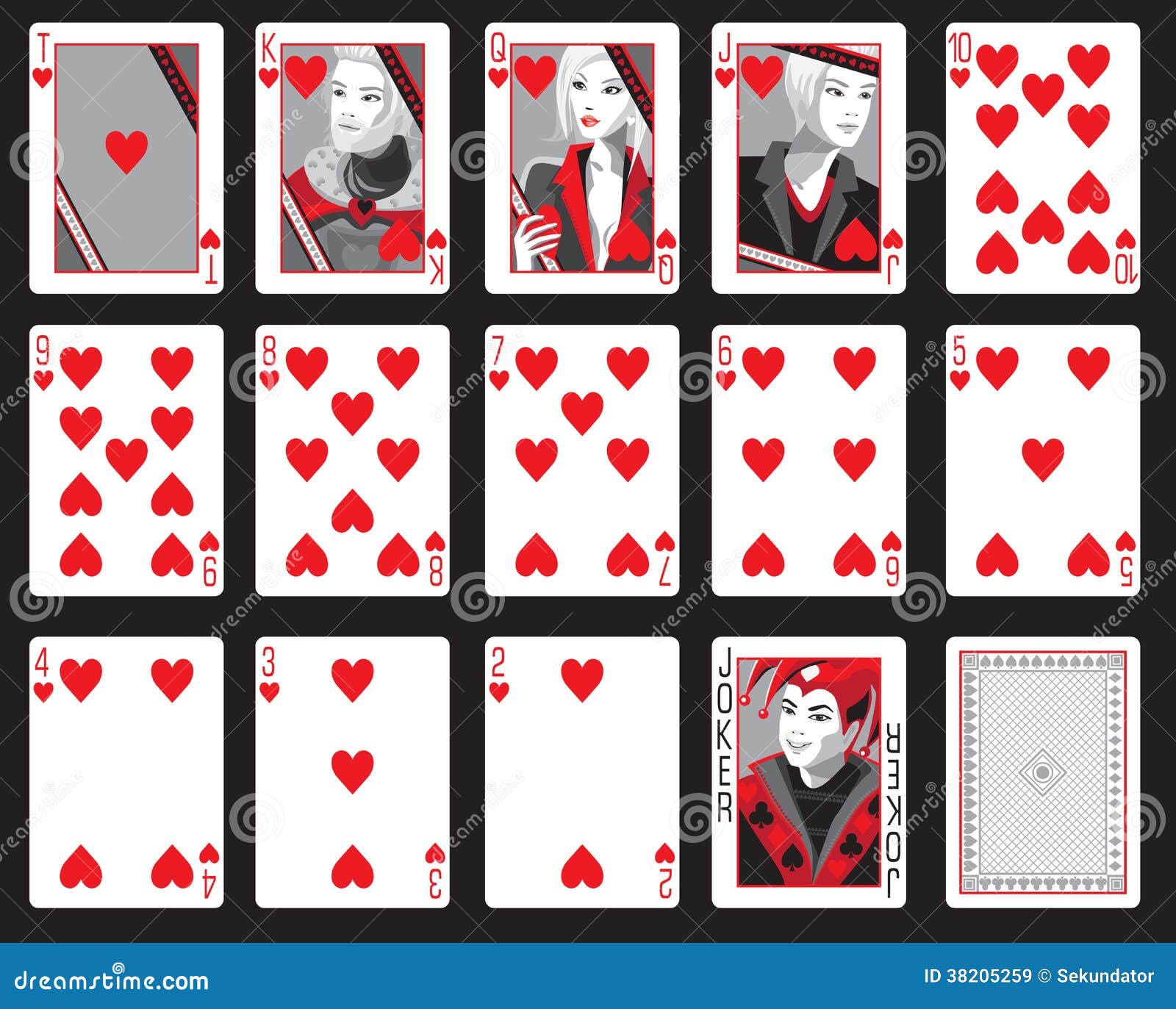 Hearts Playing Cards stock vector. Illustration of series - 38205259