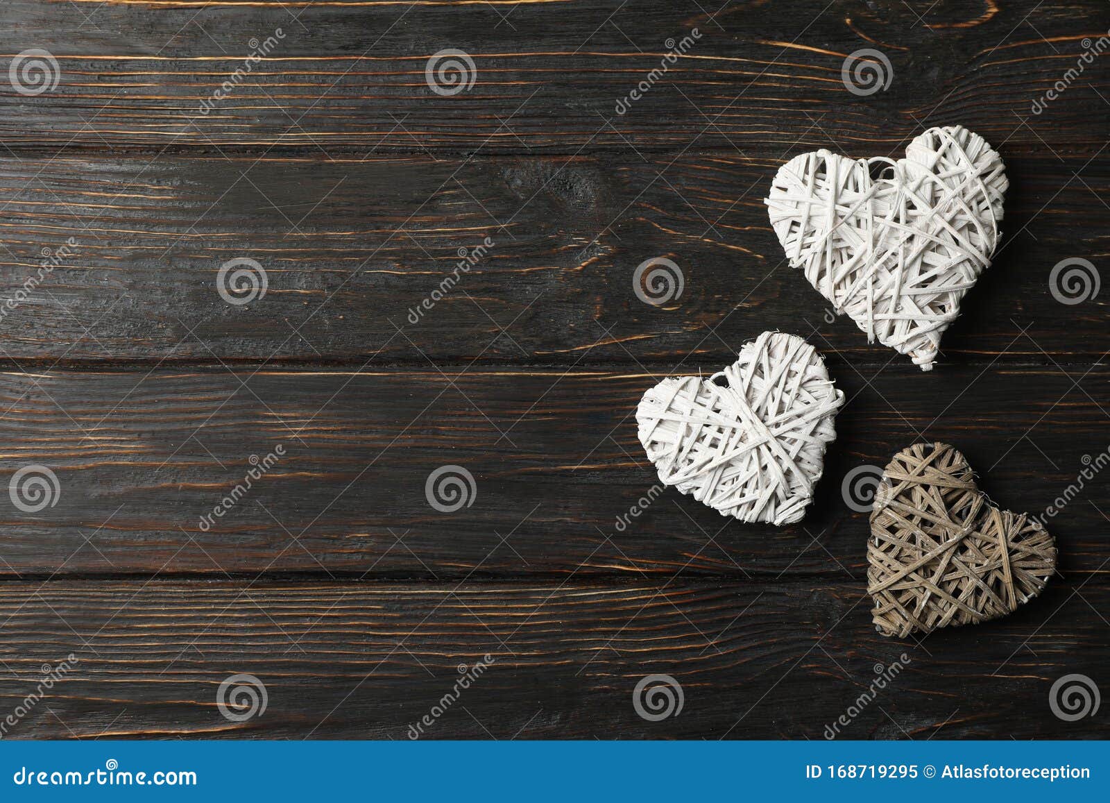 Hearts on Rustic Wooden Background Stock Image - Image of heart, rustic ...