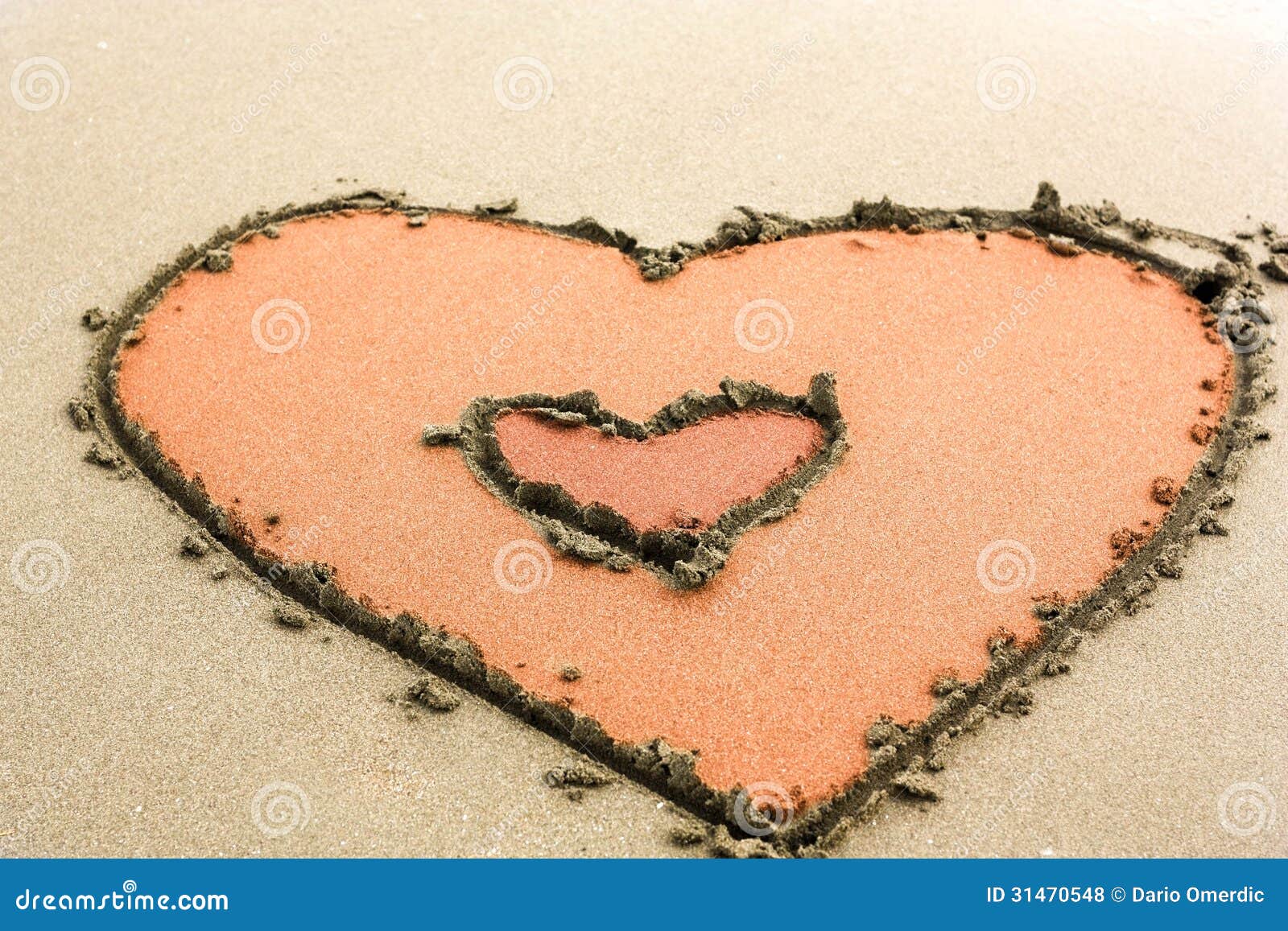 Hearts in Sand stock photo. Image of beach, affection - 31470548