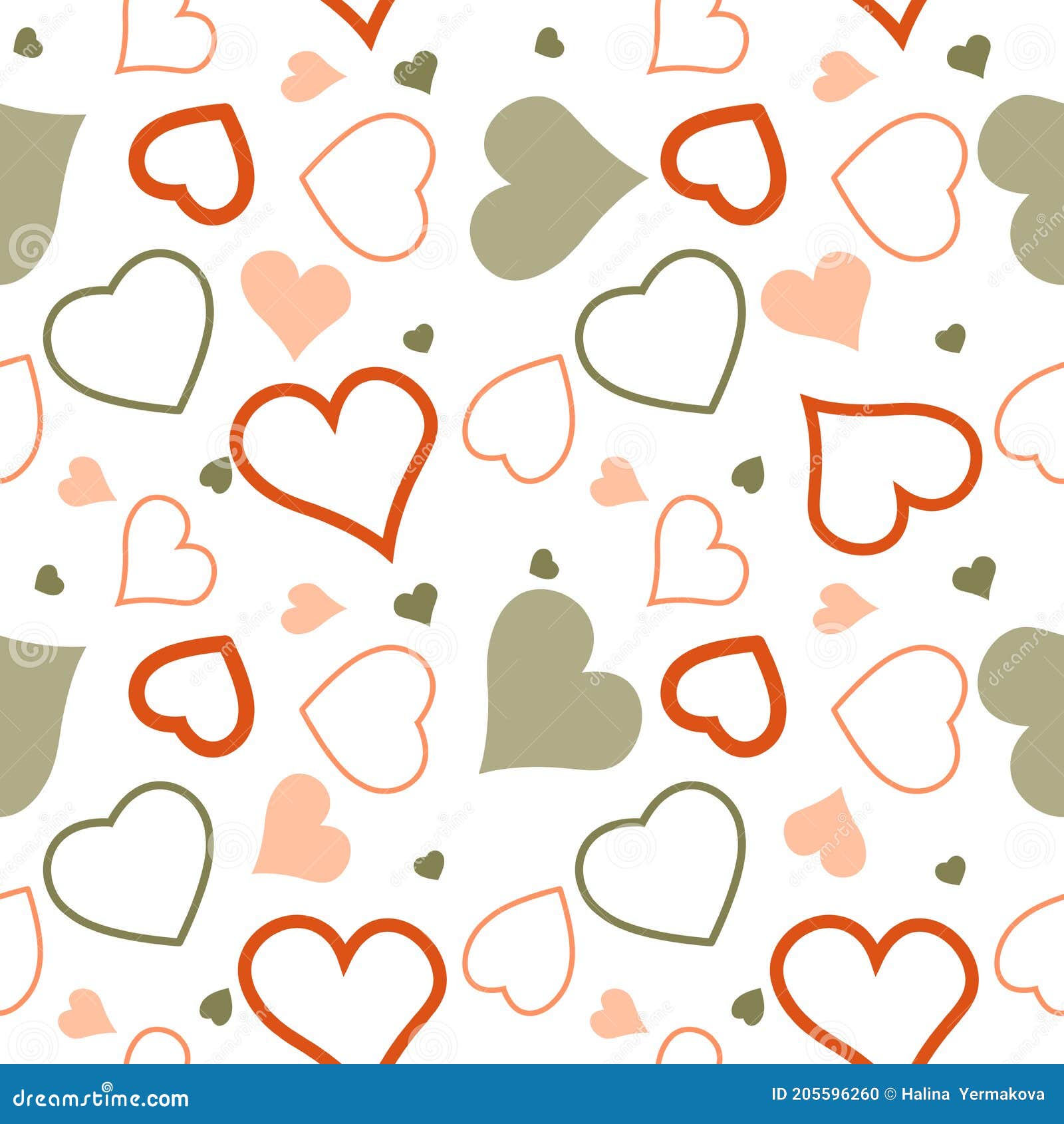 Hearts. Seamless Pattern Fabric Design Wrapping Paper Wallpaper Stock ...