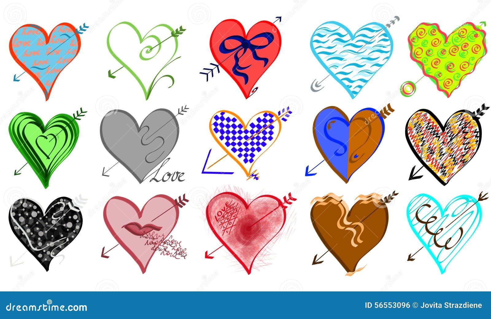 Hearts set stock illustration. Illustration of decoration - 56553096