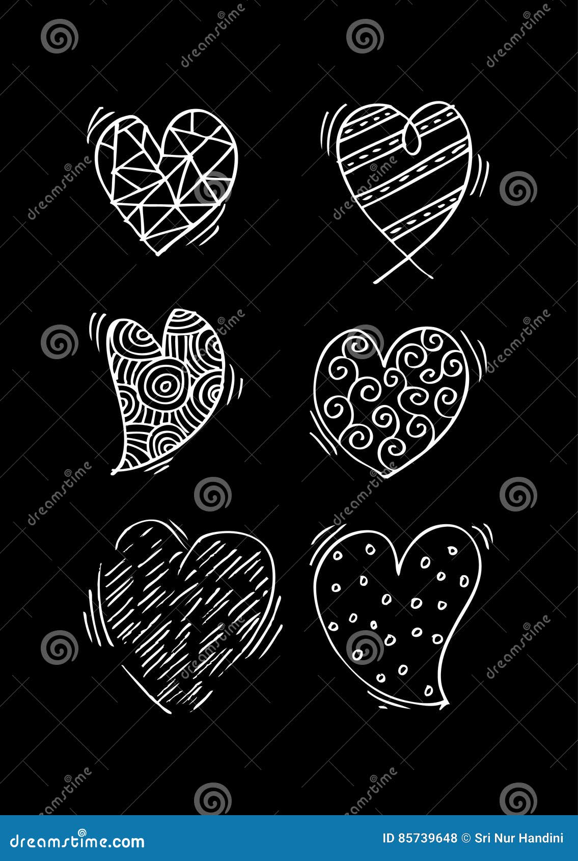 Hearts set doodle. stock vector. Illustration of holiday - 85739648