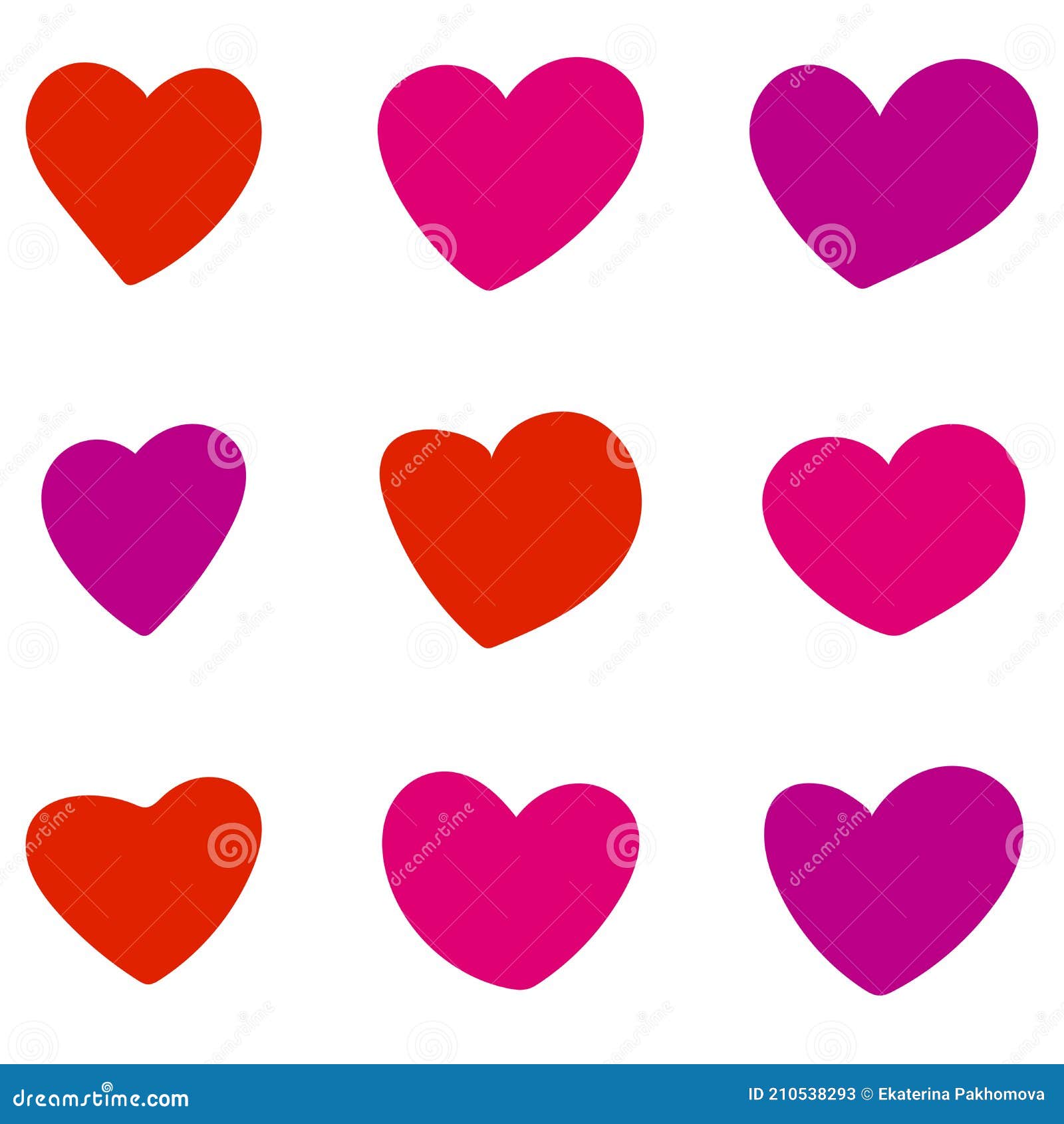 Cute Abstract Flat Hearts Set Isolated on White Background Stock Vector ...