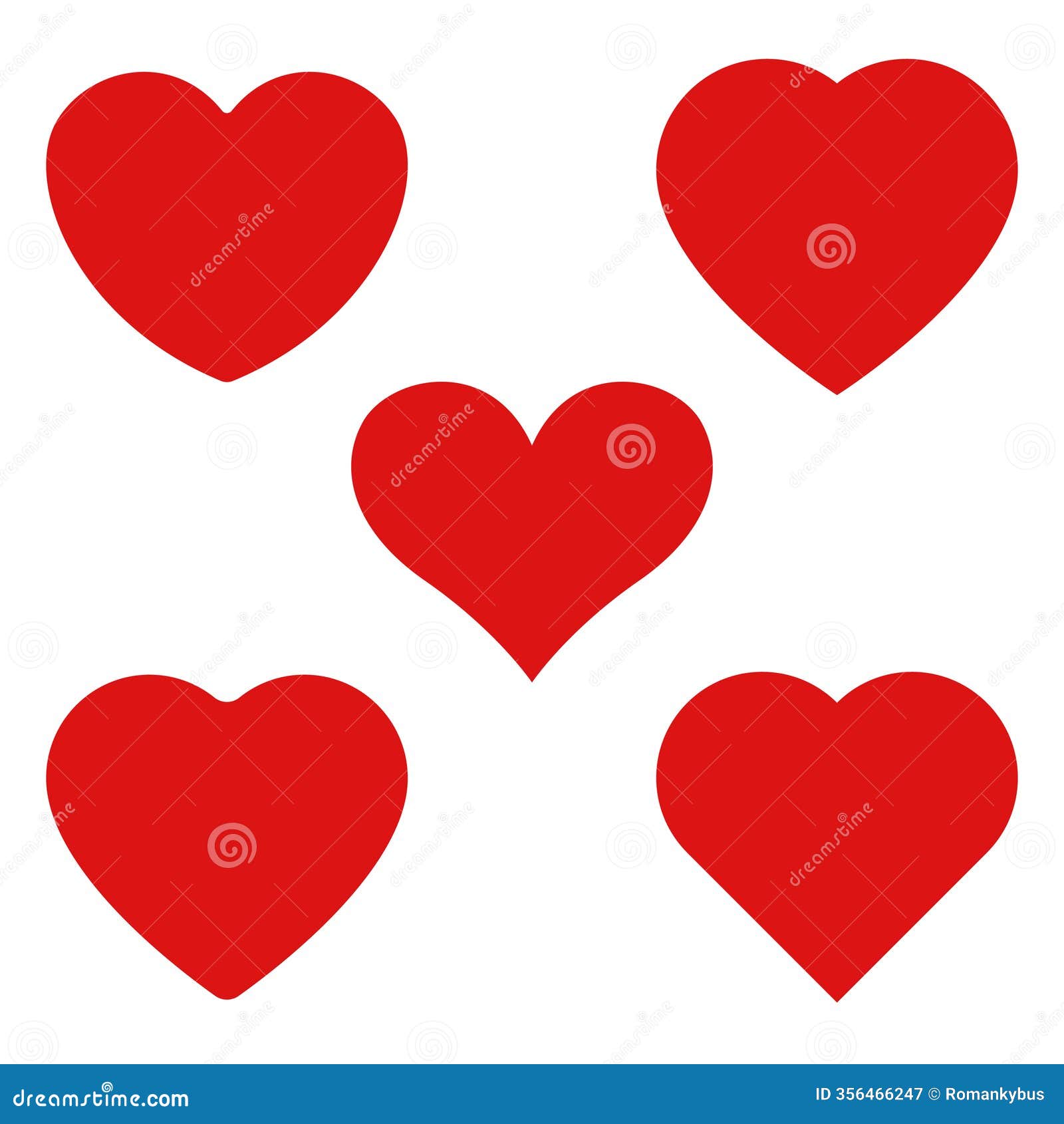 Hearts, Set of Red Heart Shape Symbol, Vector Illustration Stock ...