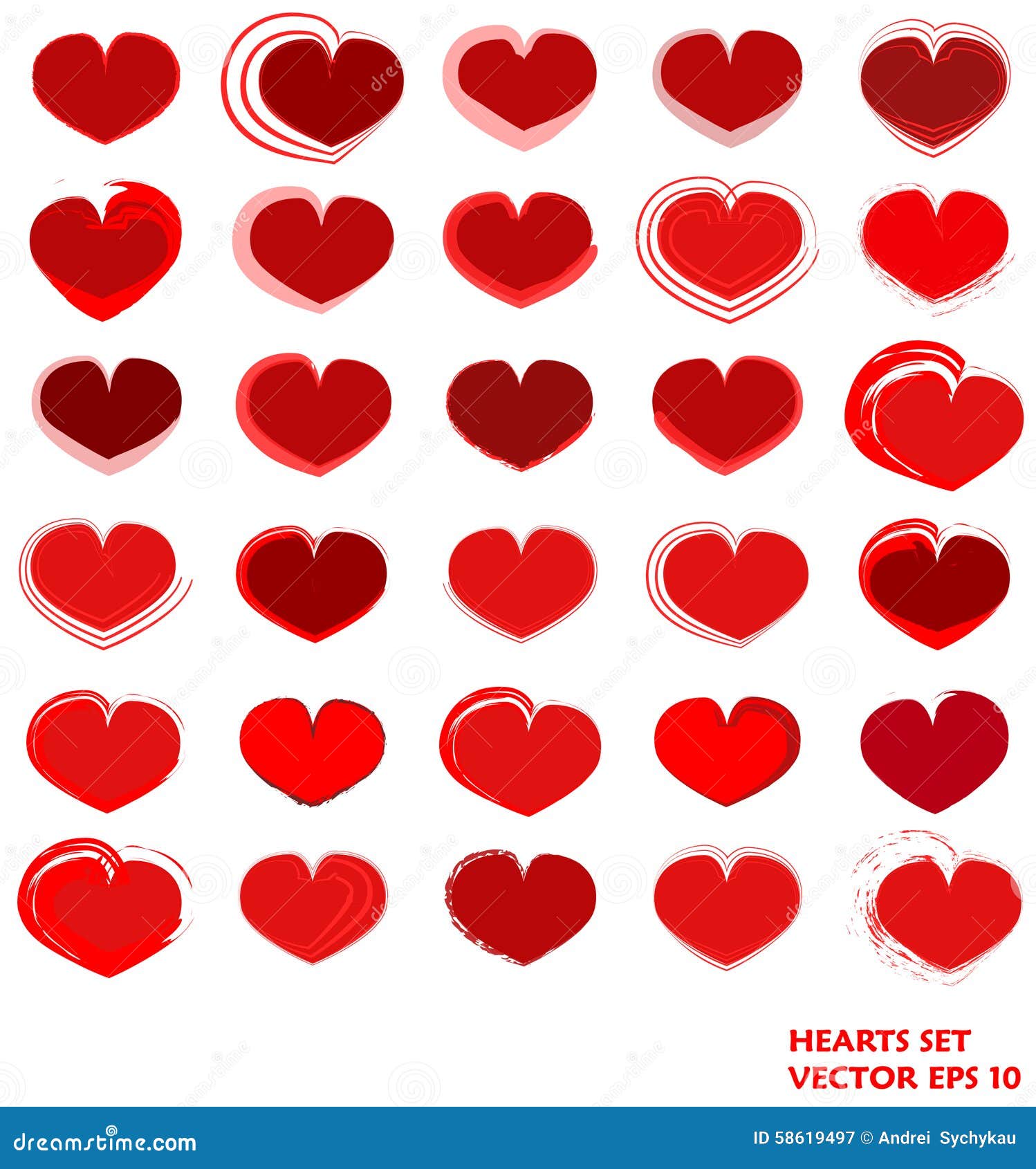 Hearts Set. Vector EPS 10. stock vector. Illustration of celebration ...