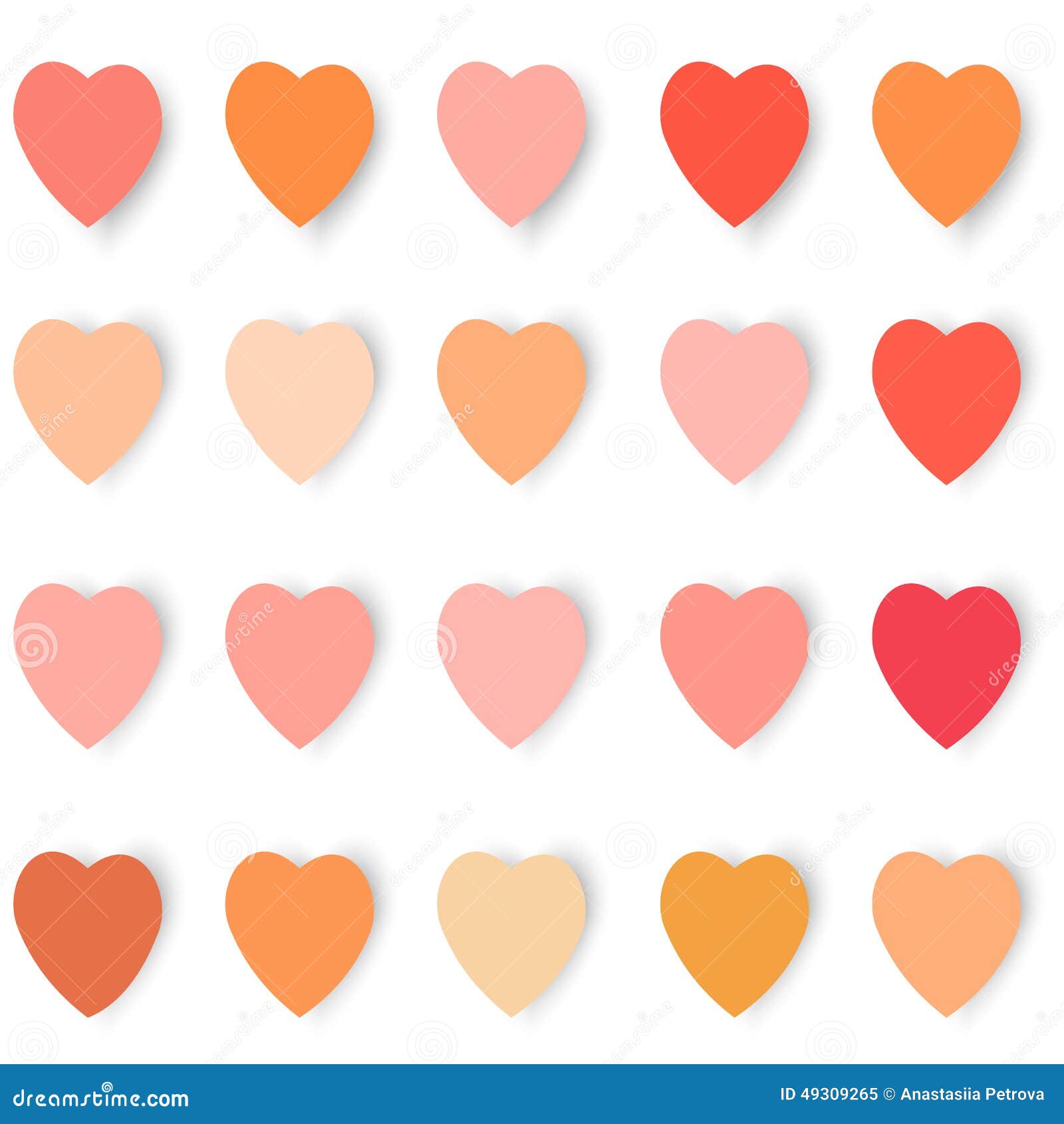 Hearts with Shadows in Different Colors, Vector Stock Vector ...