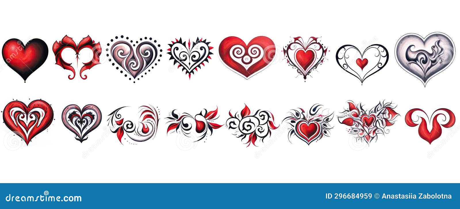 Hearts Signs Sticker on White Background. Generative AI Stock ...