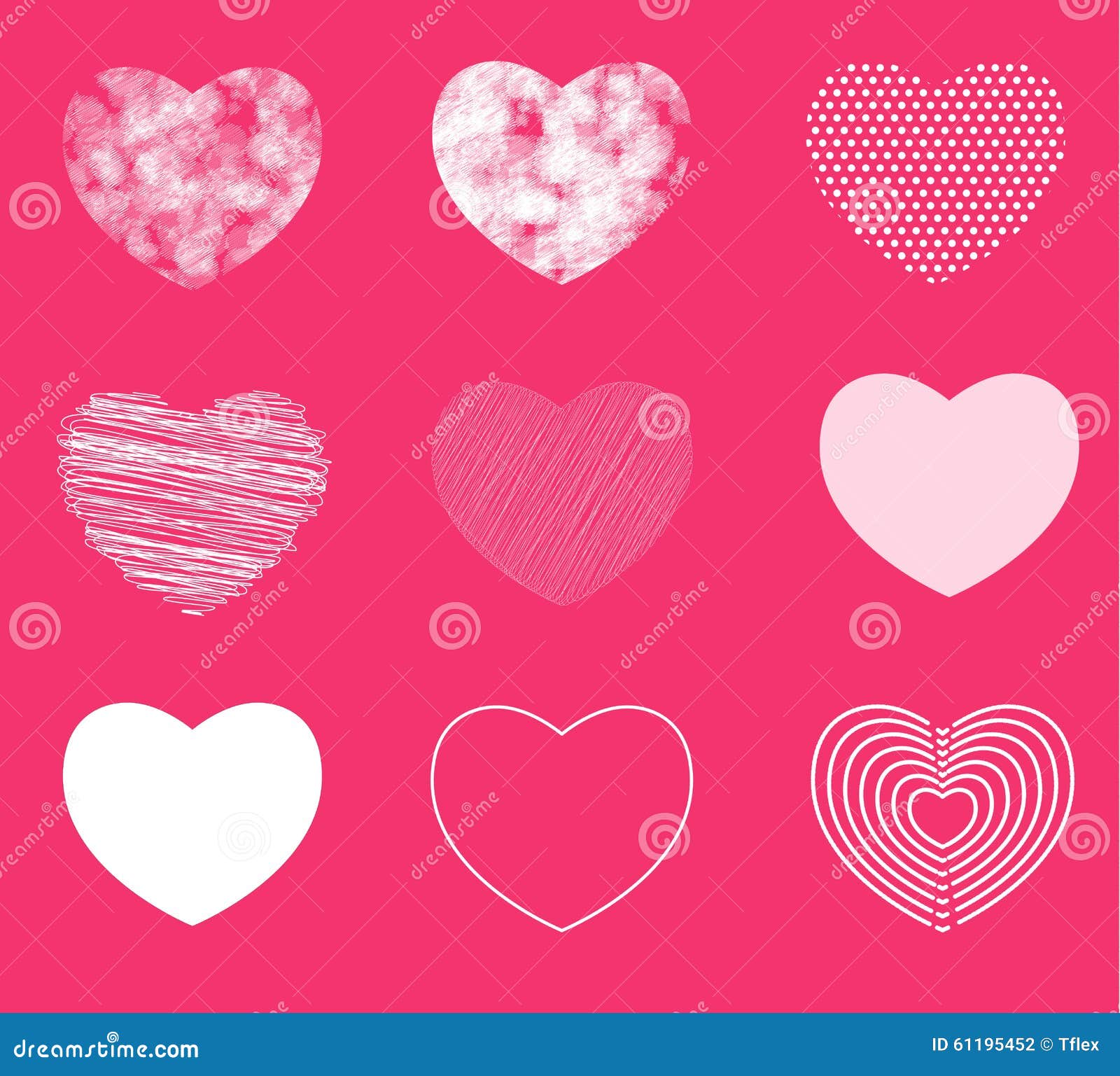 Hearts Simple, Shaded And Broken In 9 Different Shapes. Vector ...