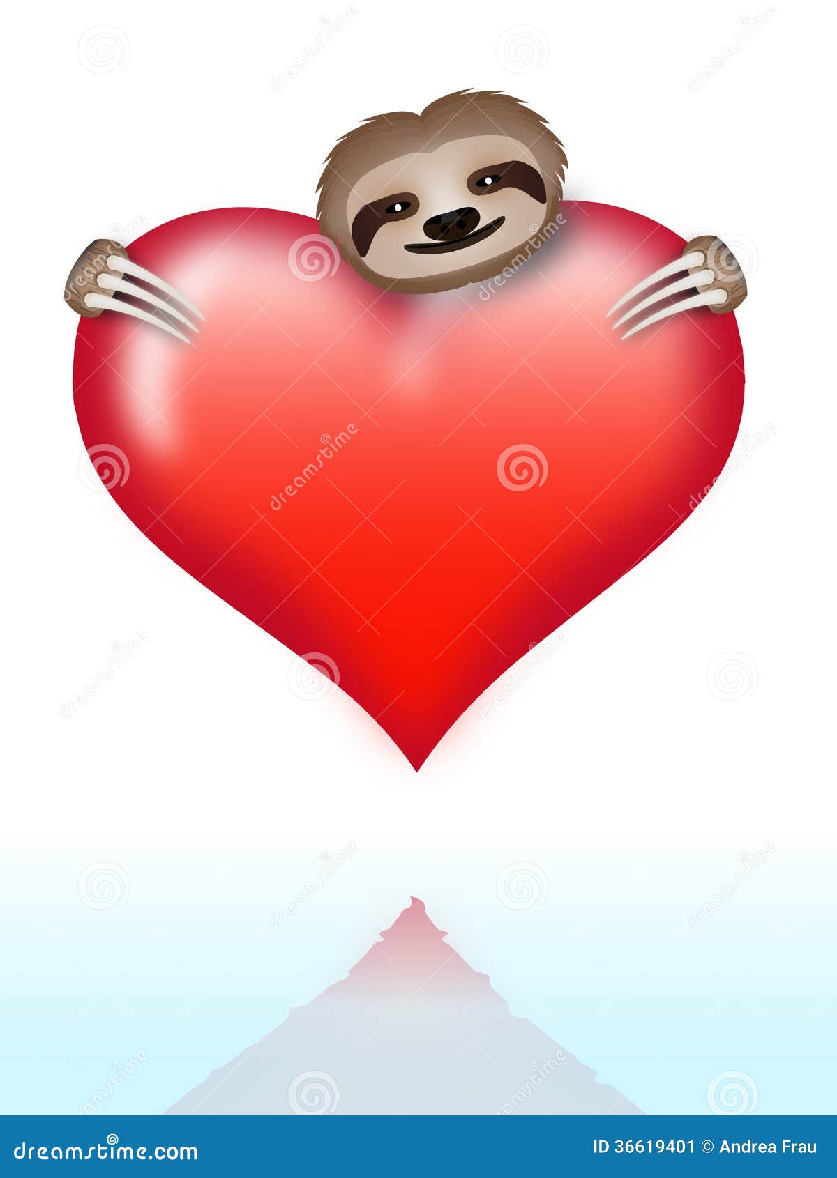 A hearts with a sloth stock illustration. Illustration of tender - 36619401
