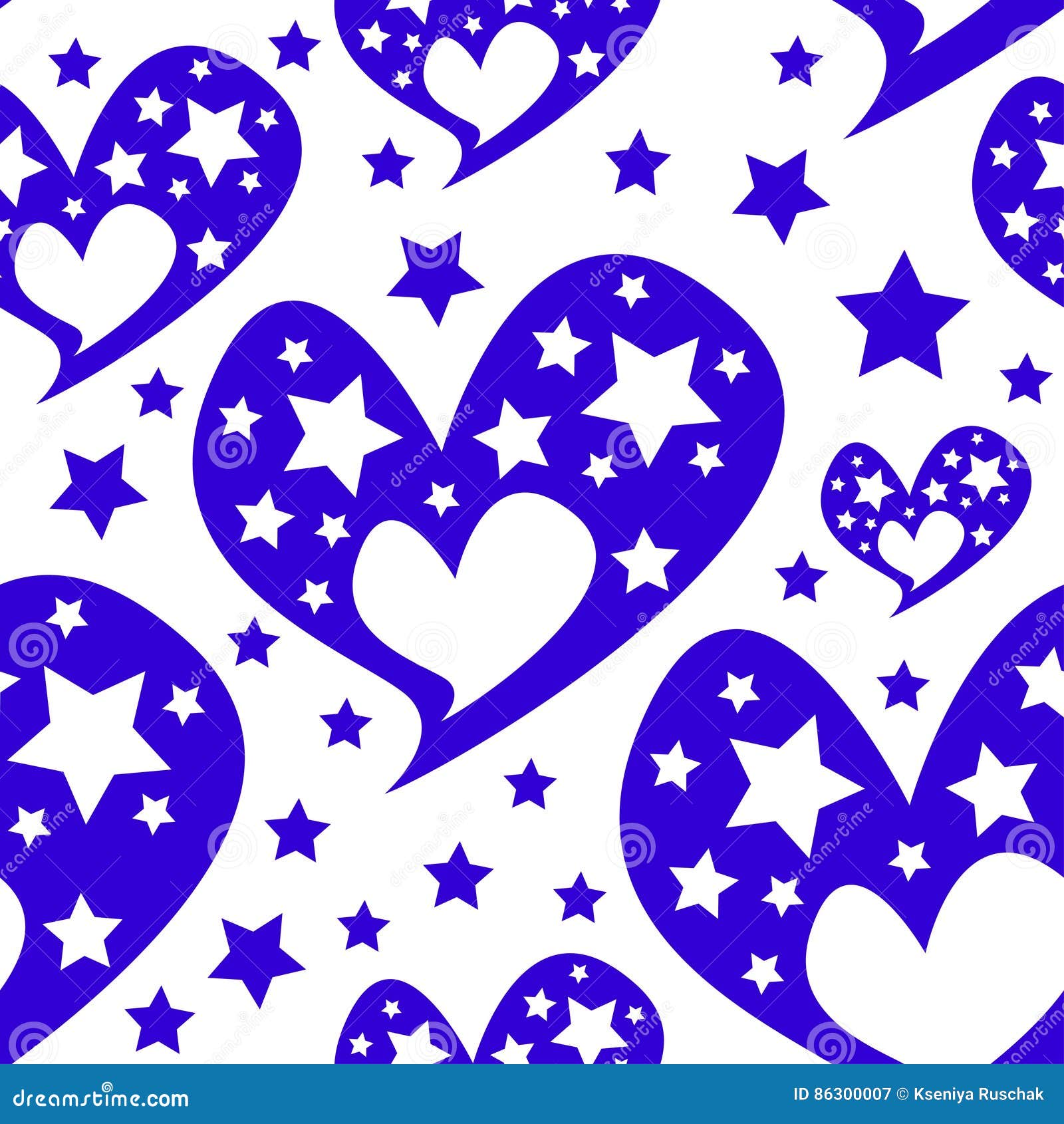 Hearts Stars Romantic Seamless Pattern Stock Vector - Illustration of ...