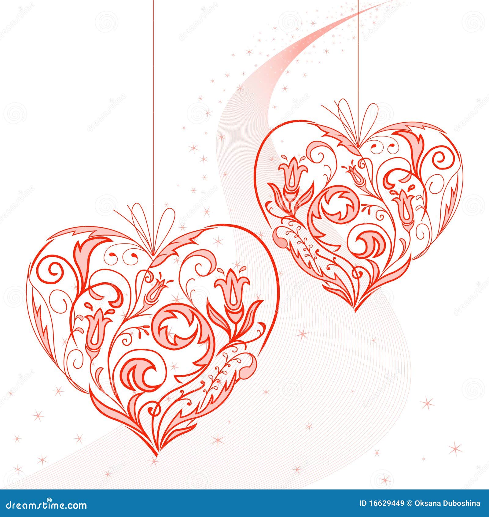 Hearts on a string stock vector. Illustration of carved - 16629449