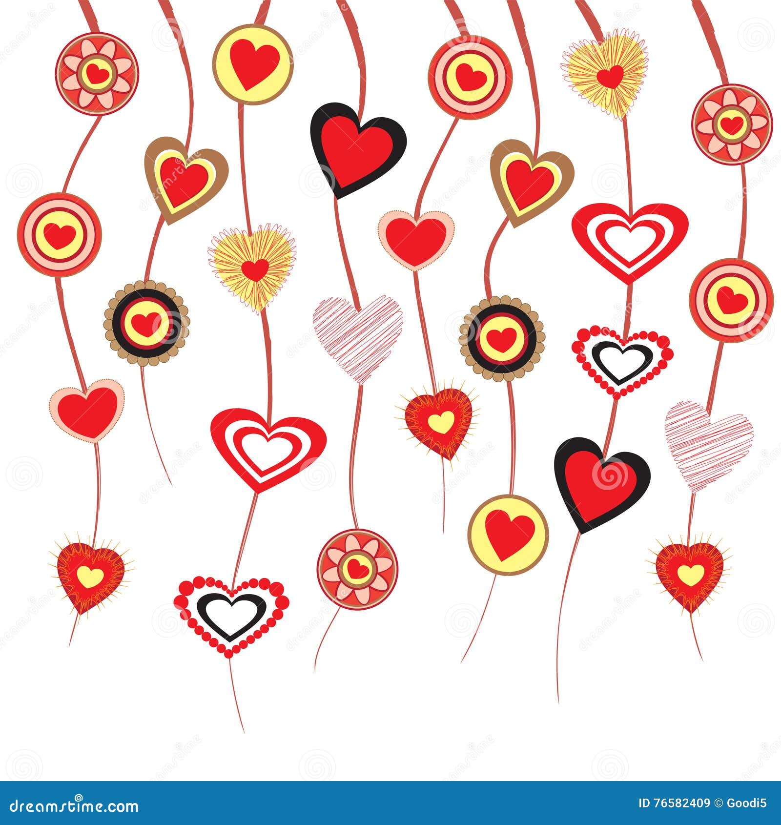 Hearts on strings stock illustration. Illustration of banner - 76582409
