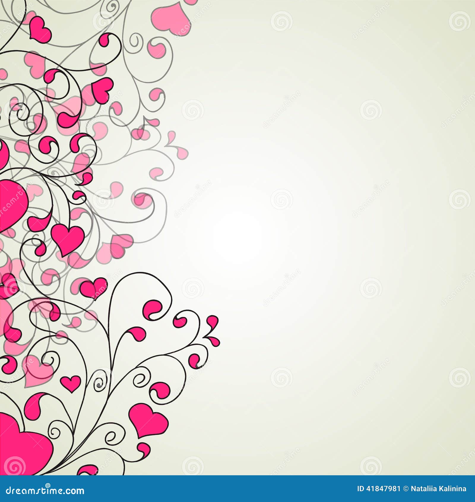 Hearts and Swirls on a Light Background Stock Vector - Illustration of ...