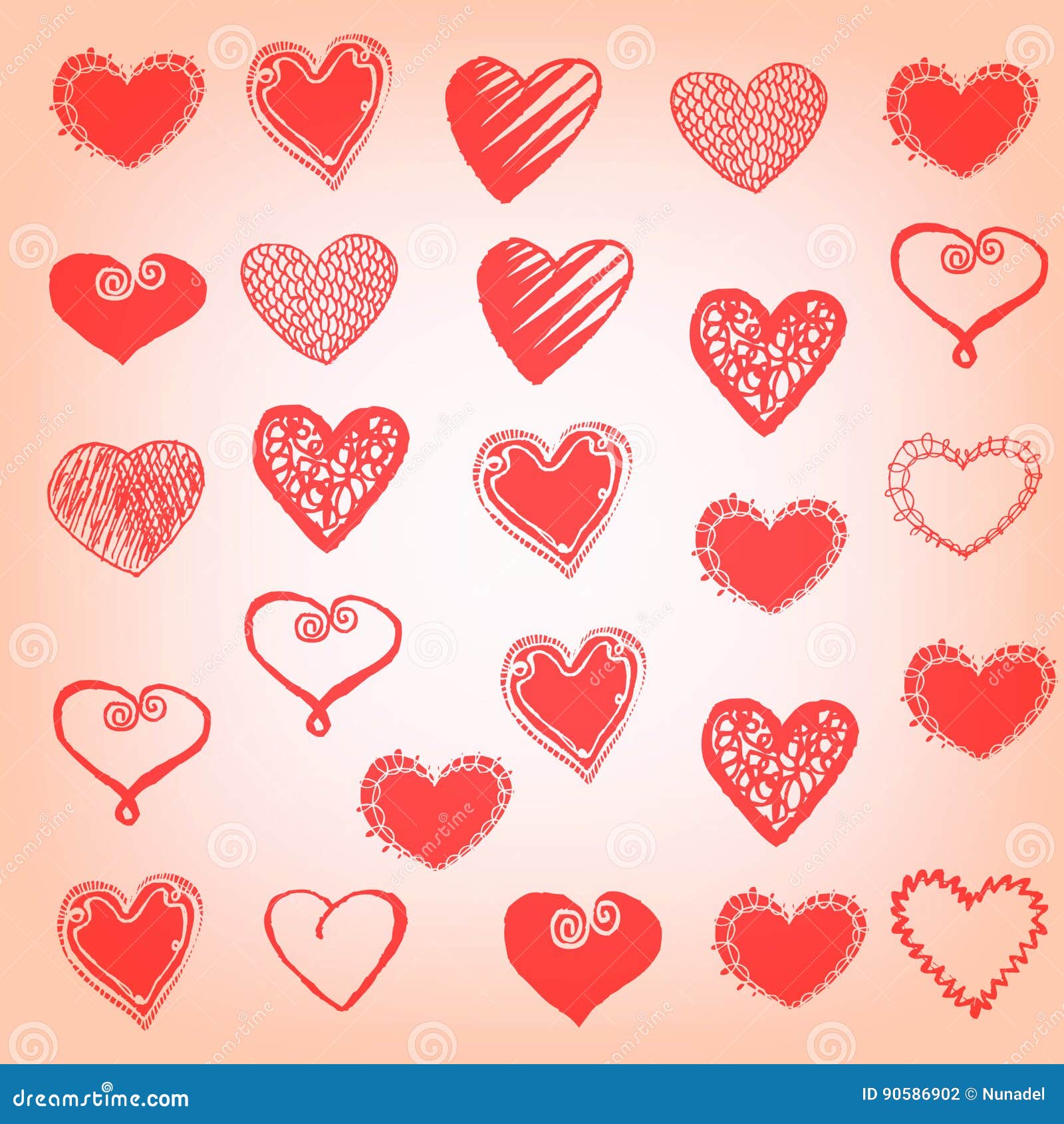 Hearts Symbols Vector Set, Different Textured Shapes | CartoonDealer ...