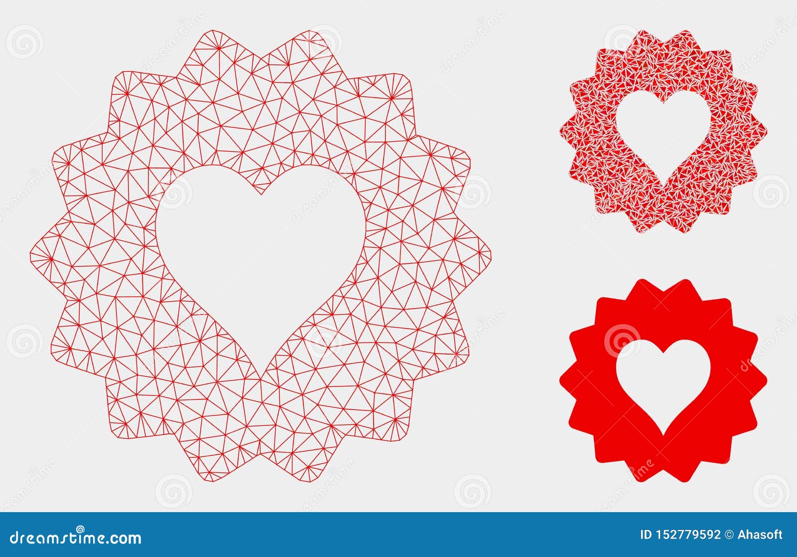Hearts Token Vector Mesh 2D Model and Triangle Mosaic Icon Stock Vector ...