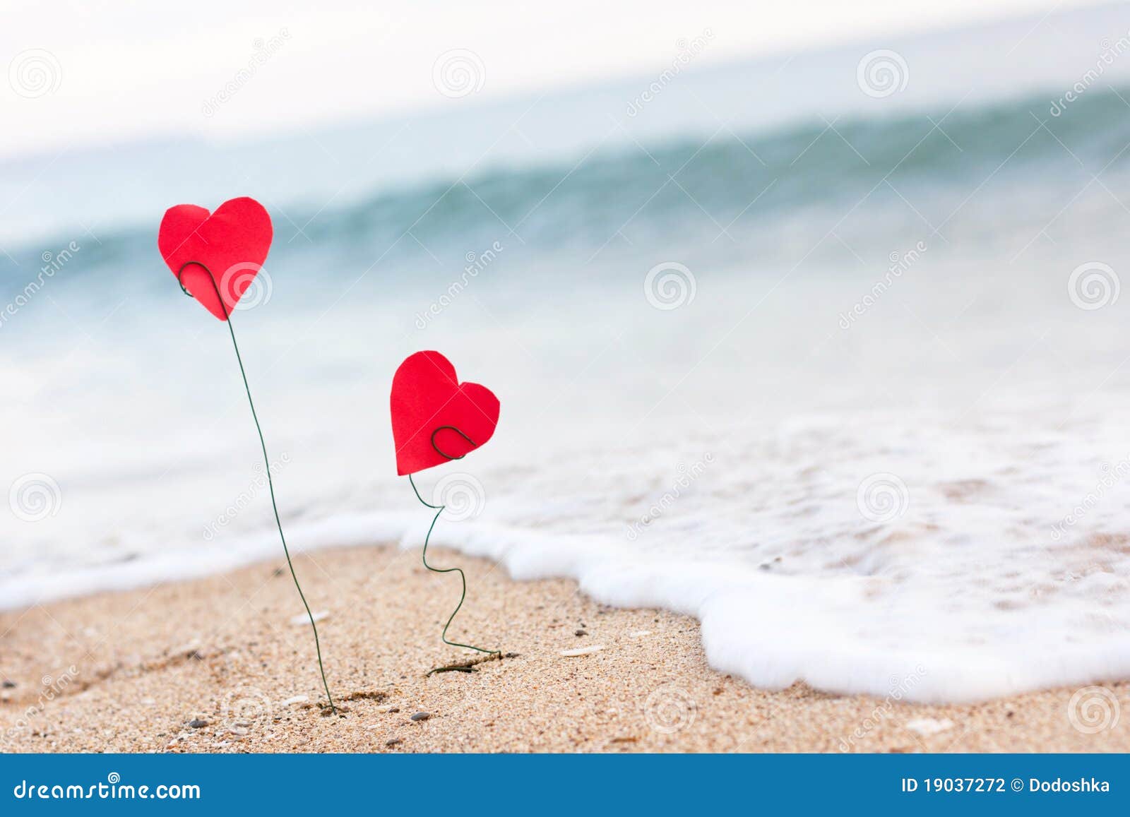 Hearts in a wave stock photo. Image of summer, beach - 19037272