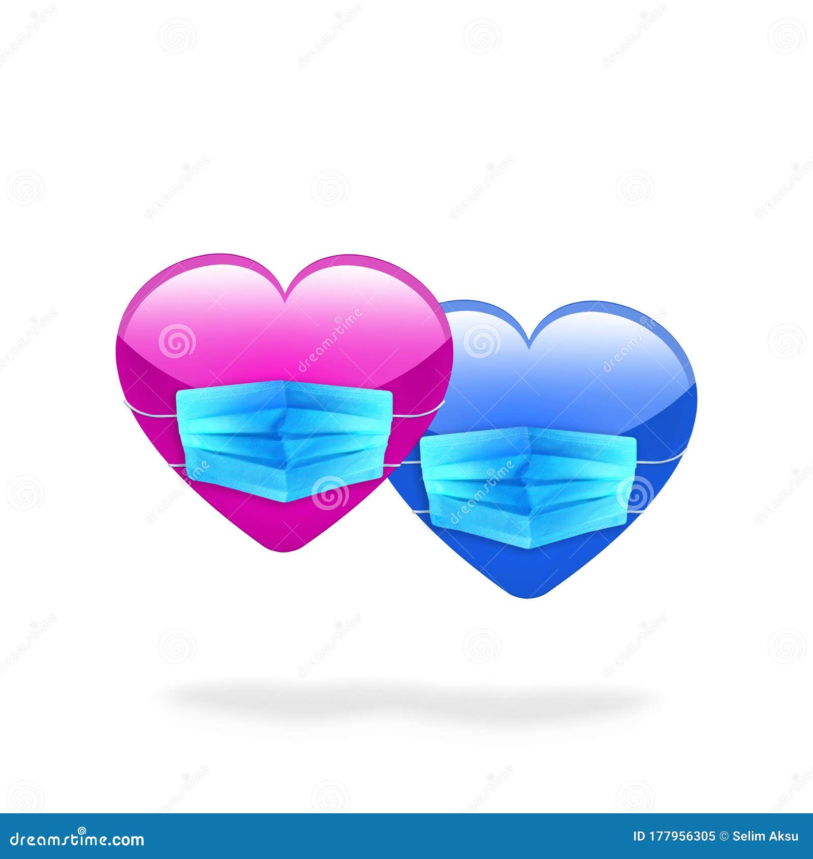 Hearts Wearing a Surgical Mask. Stock Image - Illustration of ...