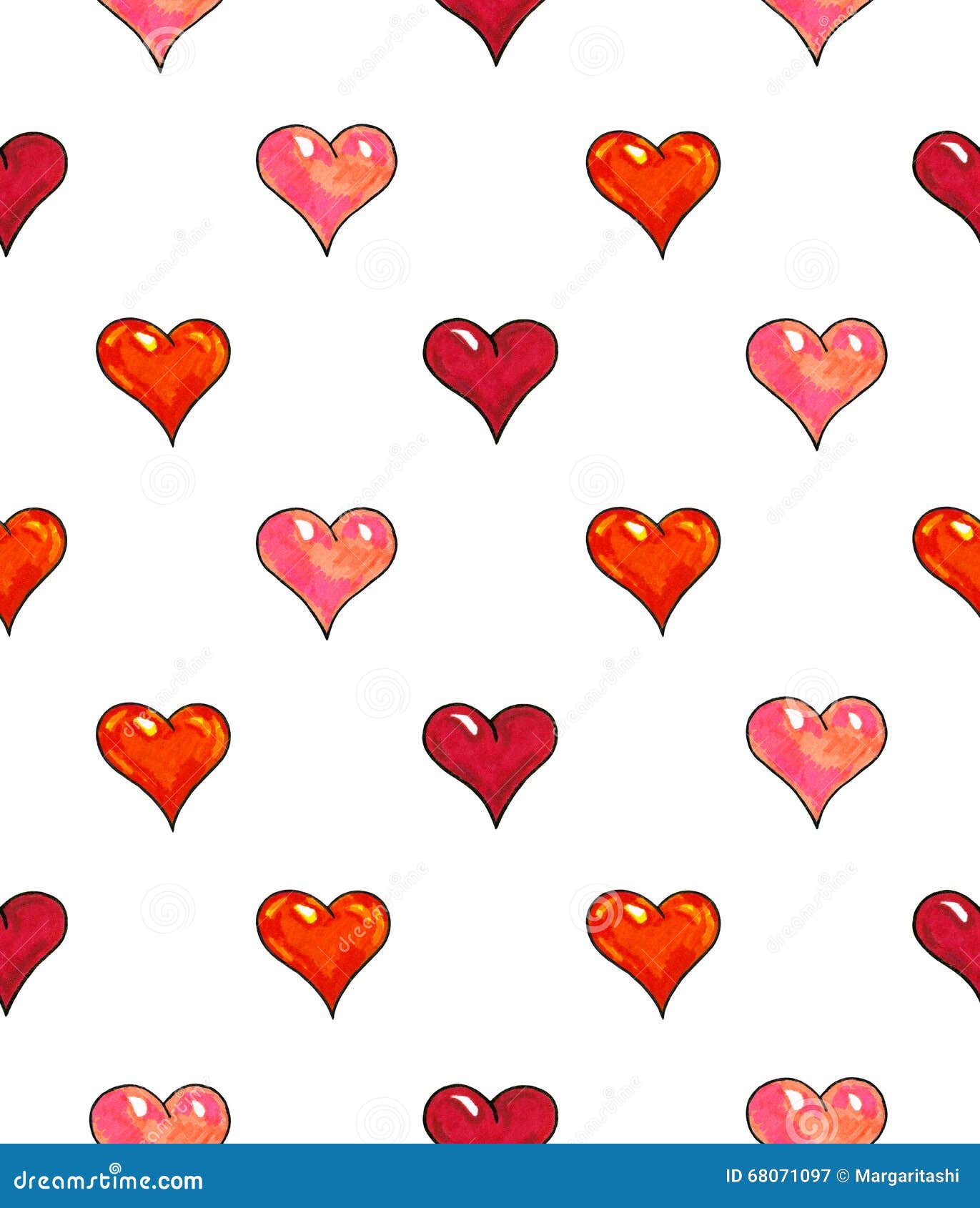 Hearts on a White Background. Seamless Pattern for Design. Animation ...