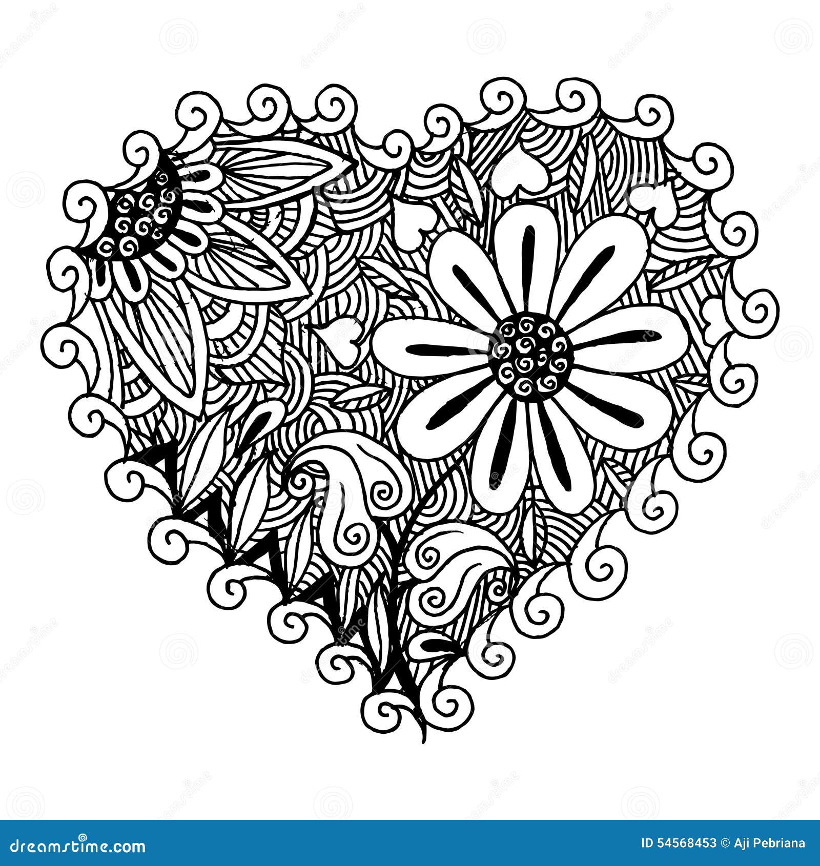 Hearts Zentangle stock vector. Illustration of floral - 54568453