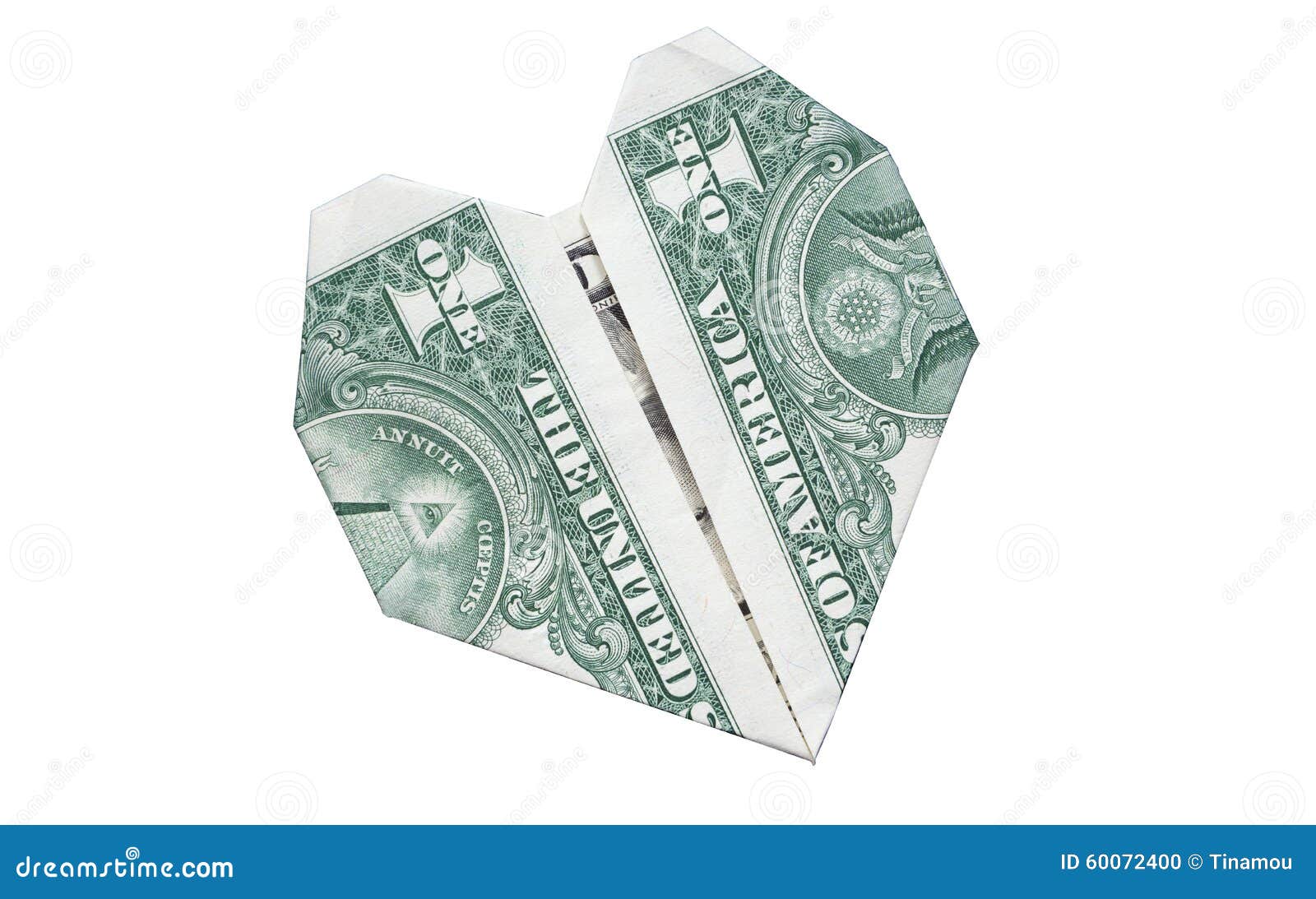 Heartshaped dollar bill stock photo. Image of dollars - 60072400