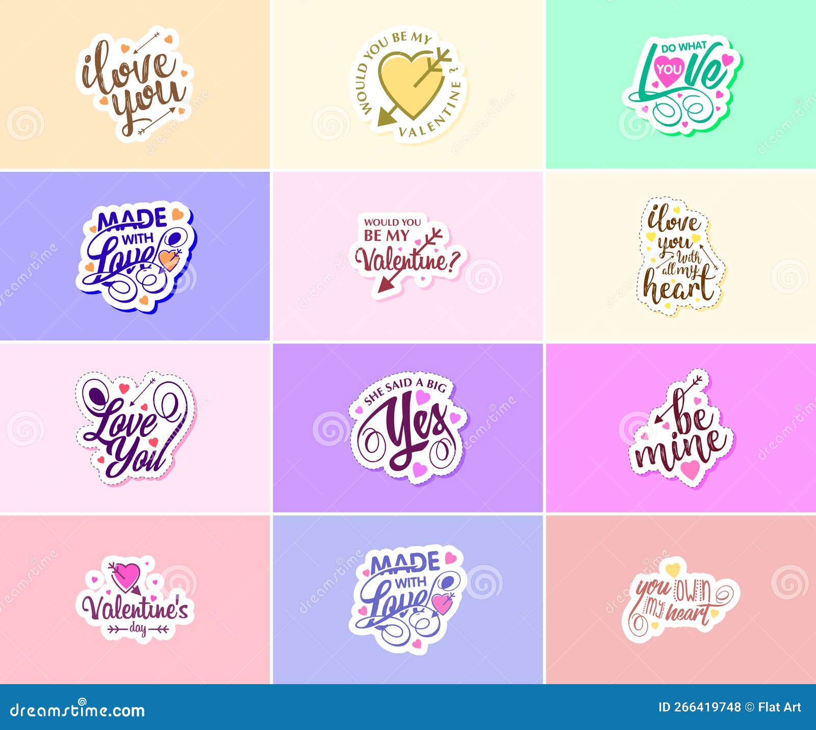 Heartwarming Valentine S Day Typography and Graphics Stickers Stock ...