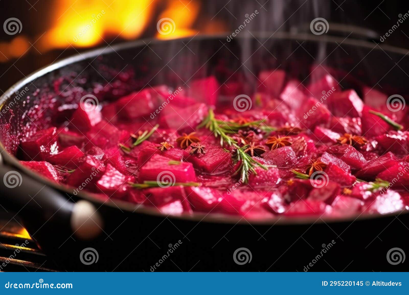 A Hearty Beetroot Stew Bubbling in a Skillet Stock Image - Image of ...