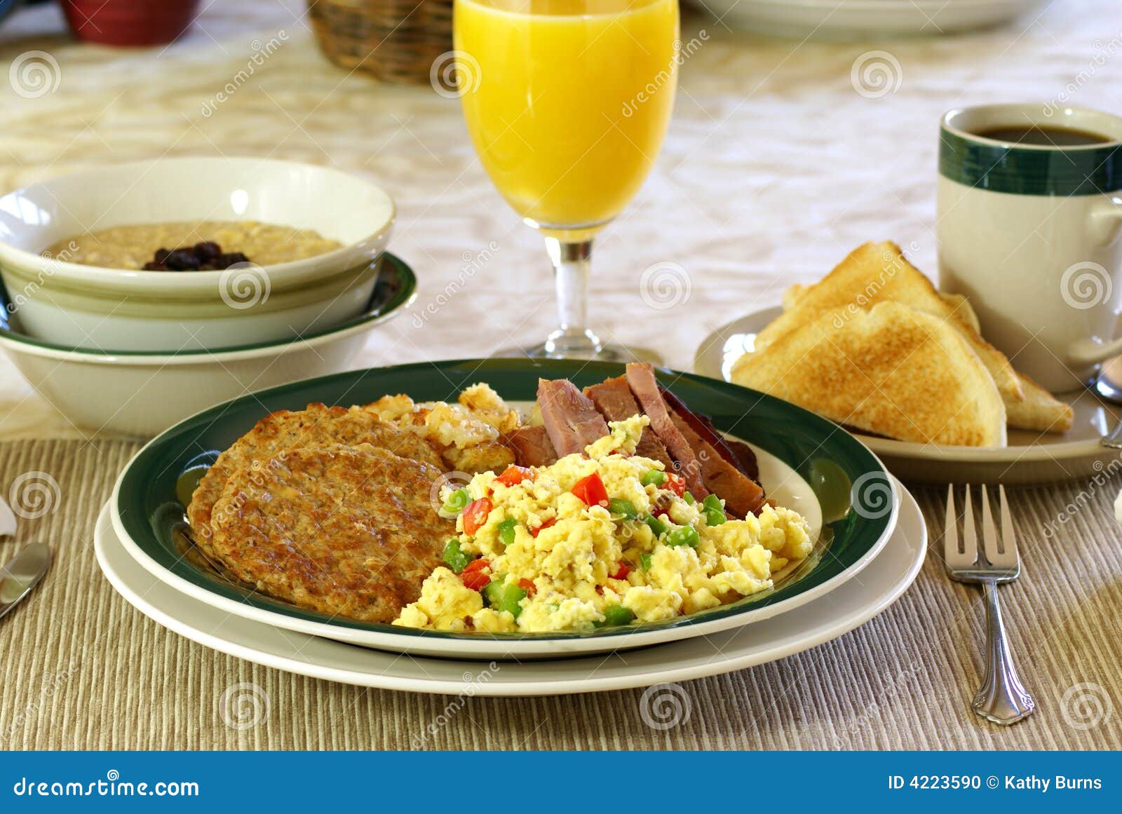 Hearty Breakfast stock photo. Image of healthy, meat, juice - 4223590