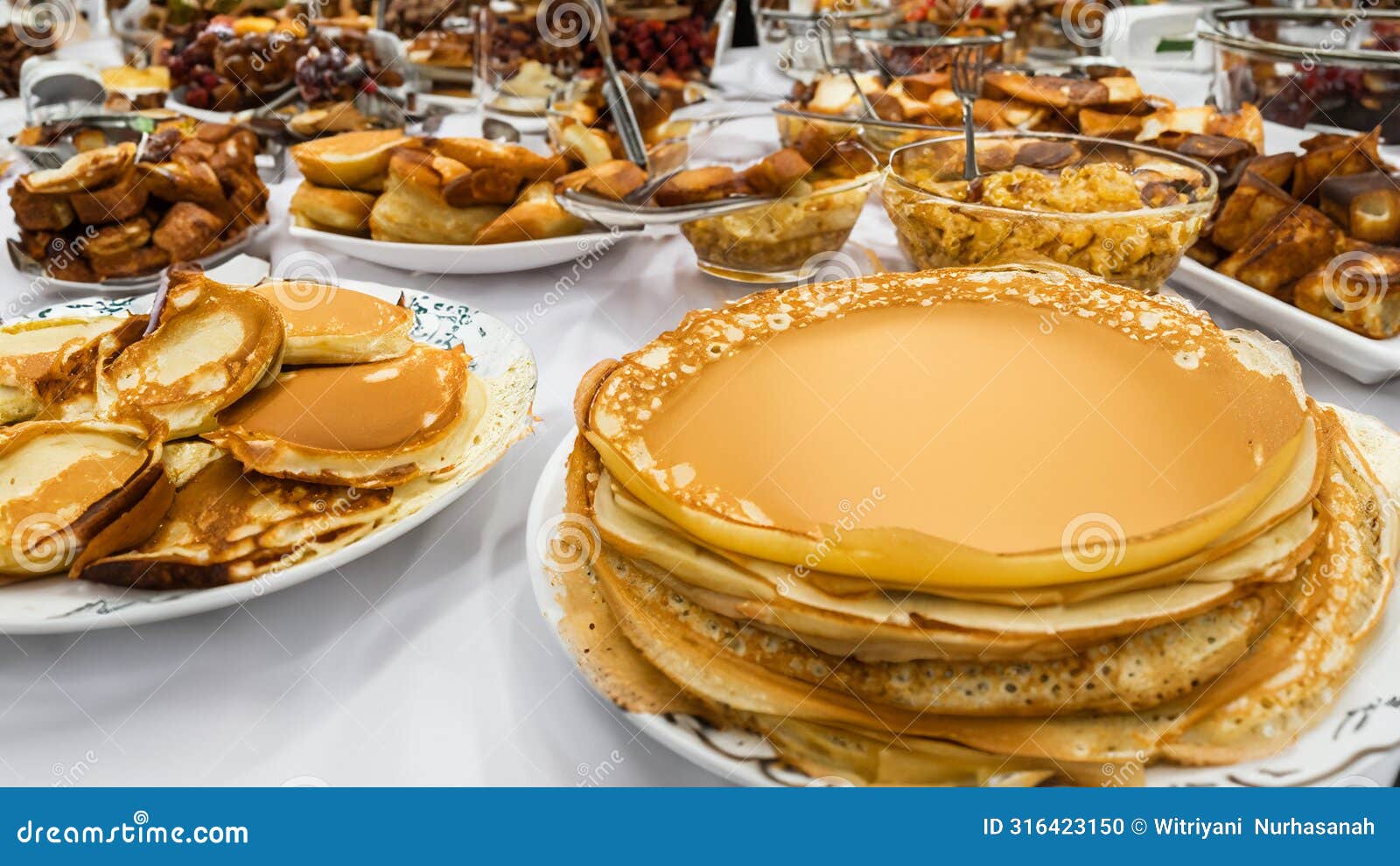 Hearty Breakfast Buffet with Pancakes. Generative Ai Stock Illustration ...