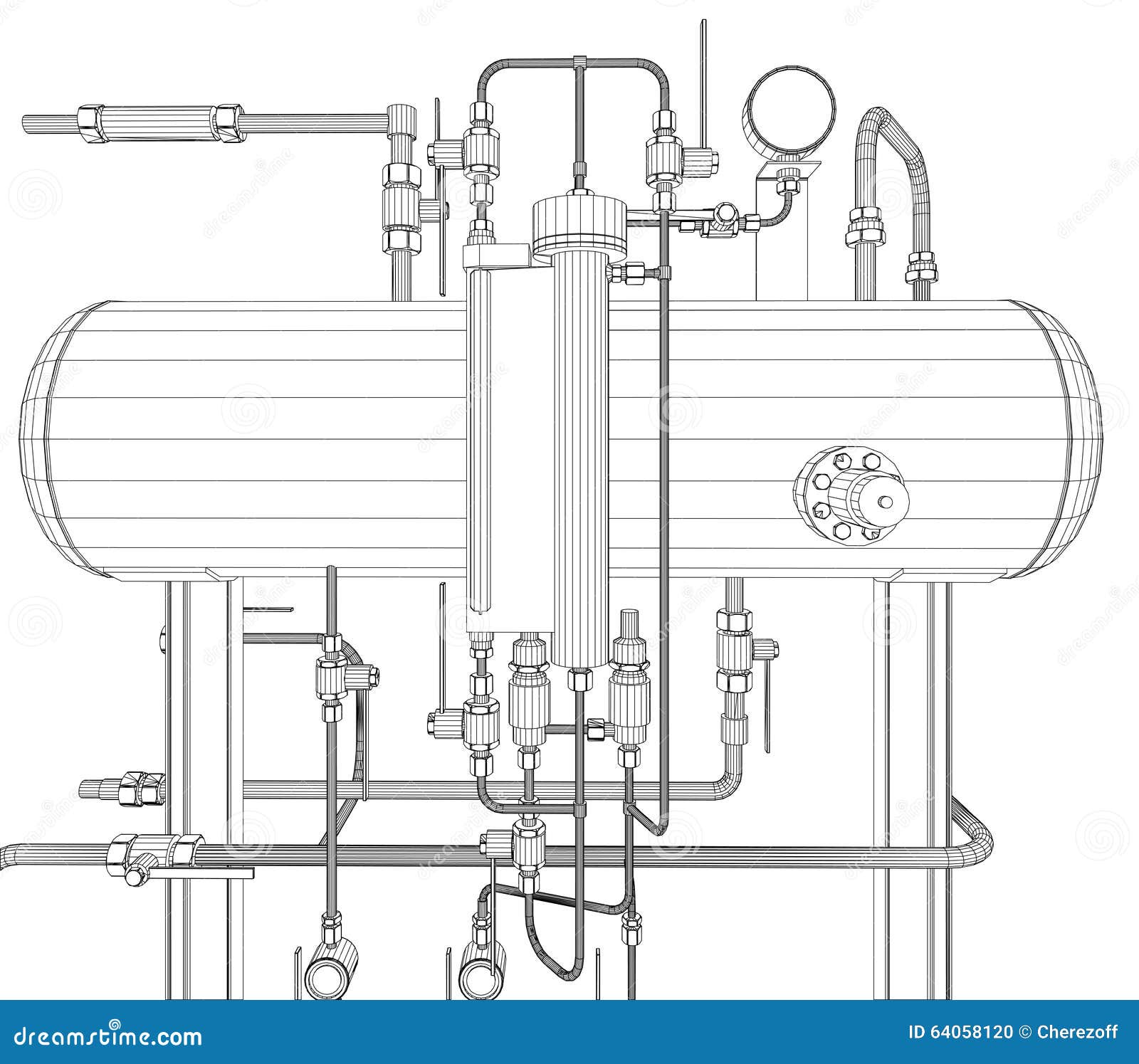 Heat exchanger on white stock vector. Illustration of structure - 64058120