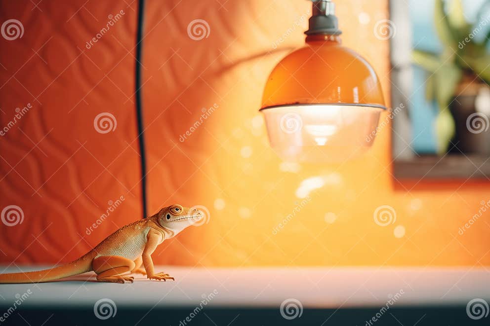 Heat Lamp Creating a Gradient on Lizard Habitat Stock Illustration ...