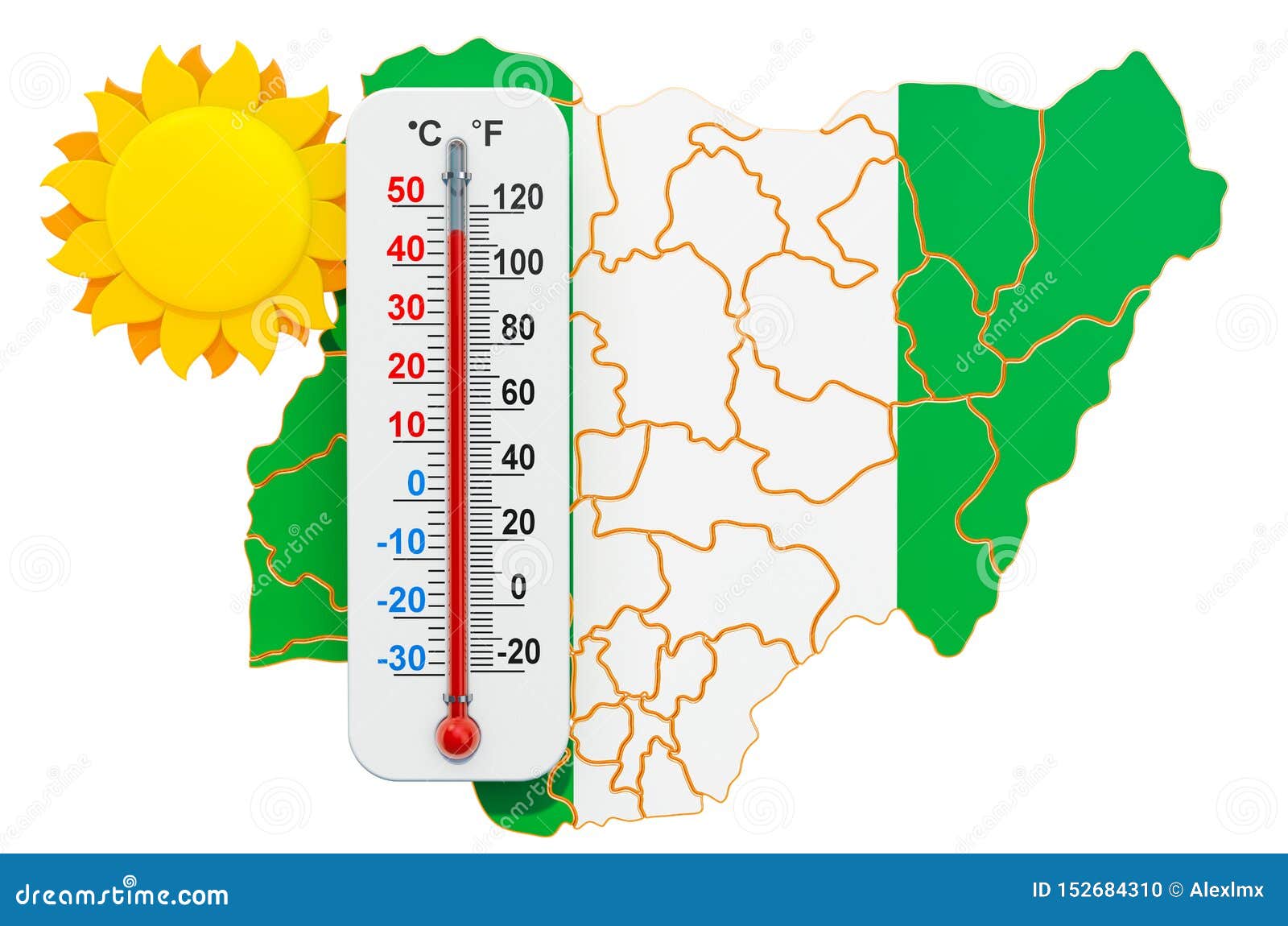 Heat in Nigeria Concept. 3D Rendering Stock Illustration - Illustration ...