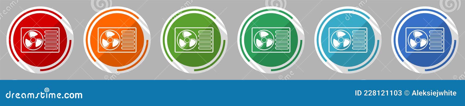 Heat Pump Icon Set, Vector Illustration in 6 Colors Options for ...