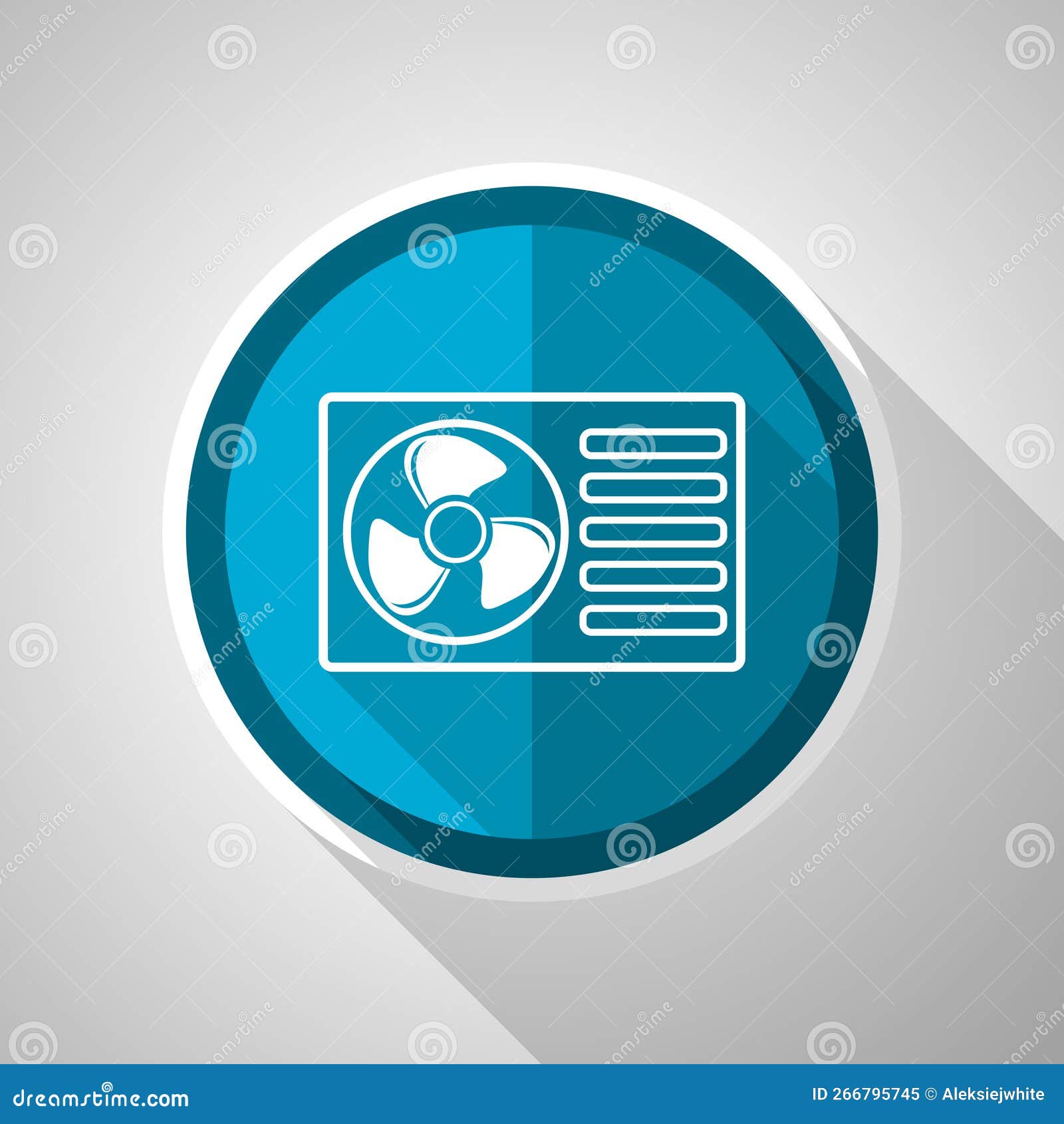 Heat Pump Symbol, Flat Design Vector Blue Icon with Long Shadow Stock ...