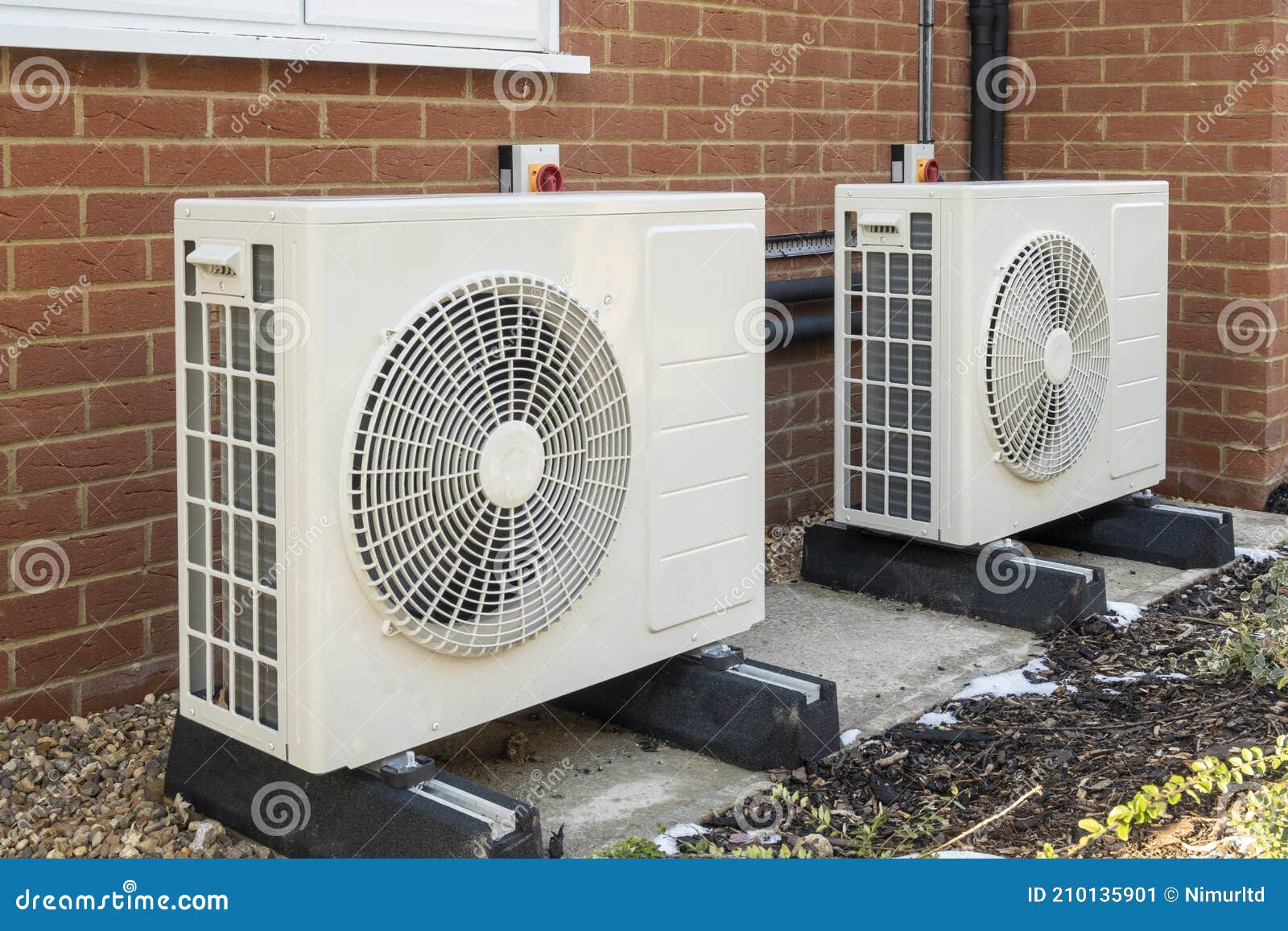 Heat Pumps Installed on the Outside of a Modern House Stock Image ...