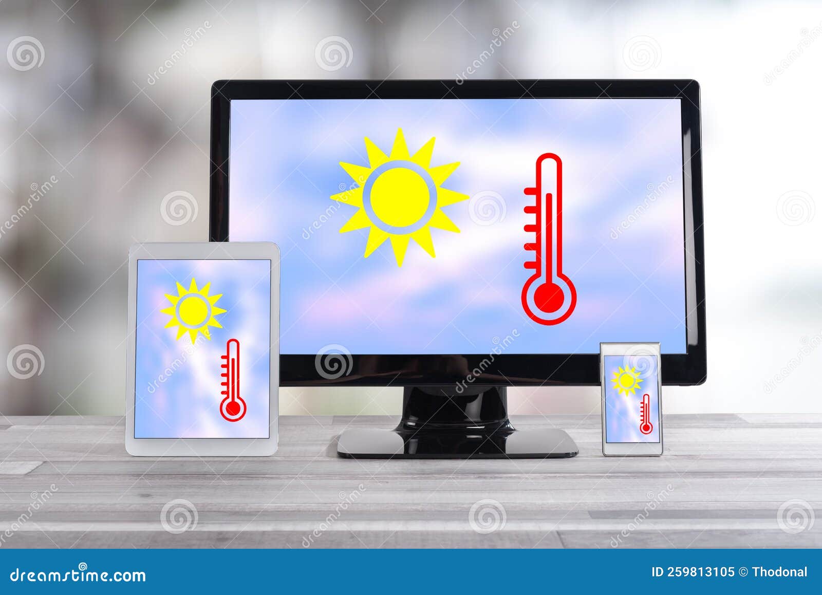 Heat Wave Concept on Different Devices Stock Image - Image of measure ...