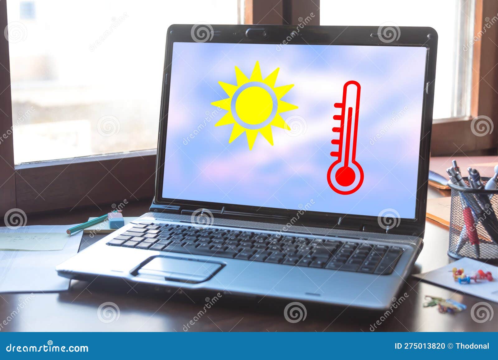 Heat Wave Concept on a Laptop Screen Stock Photo - Image of sunshine ...