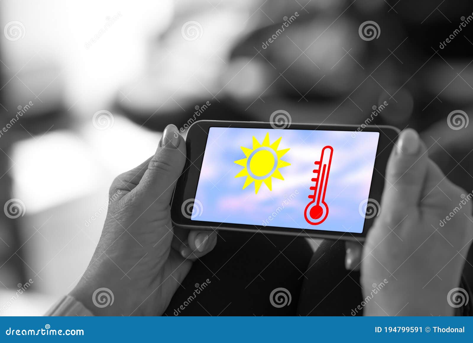 Heat Wave Concept on a Smartphone Stock Image - Image of hand, summer ...