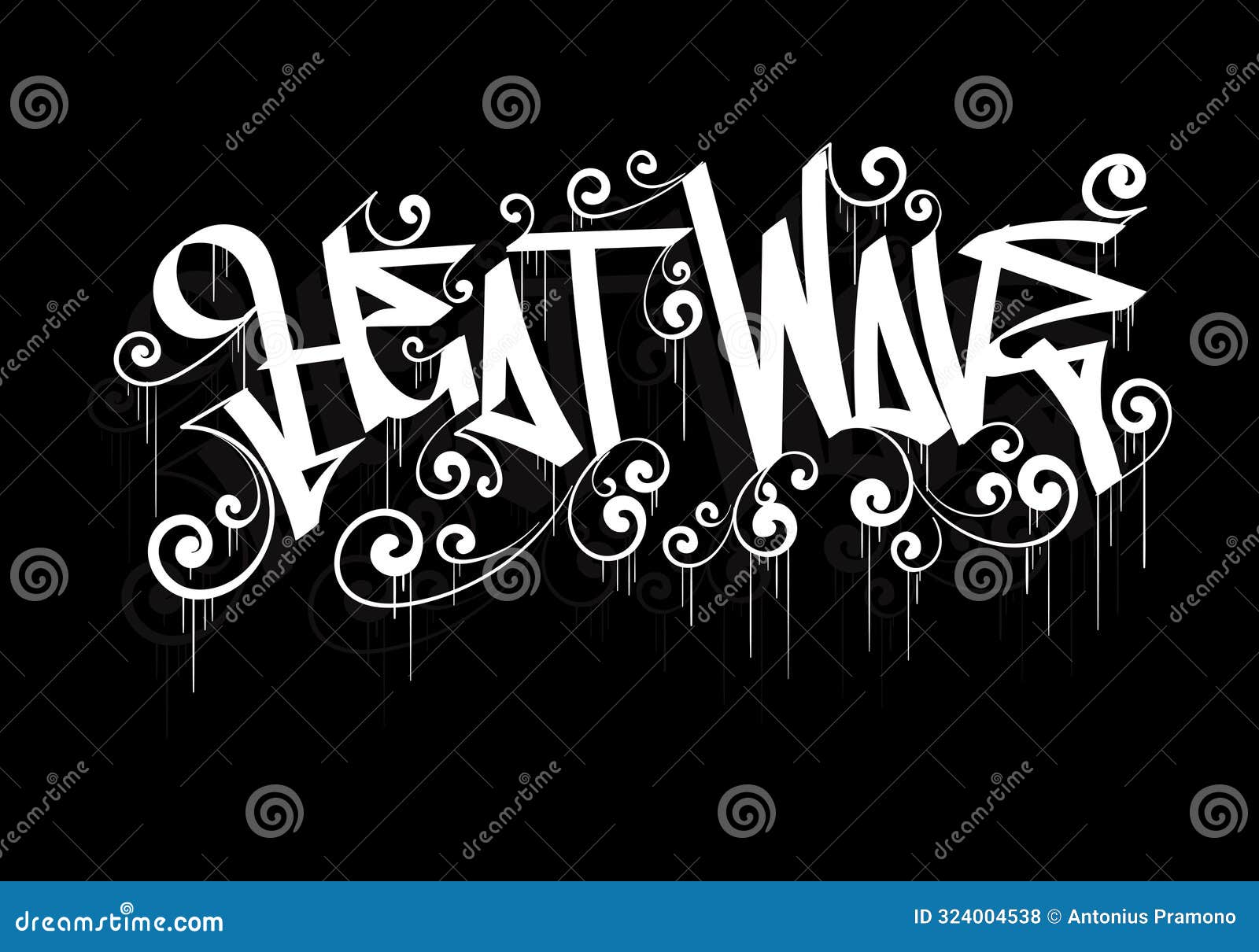 HEAT WAVE Graffiti Tag Style Design Stock Illustration - Illustration ...
