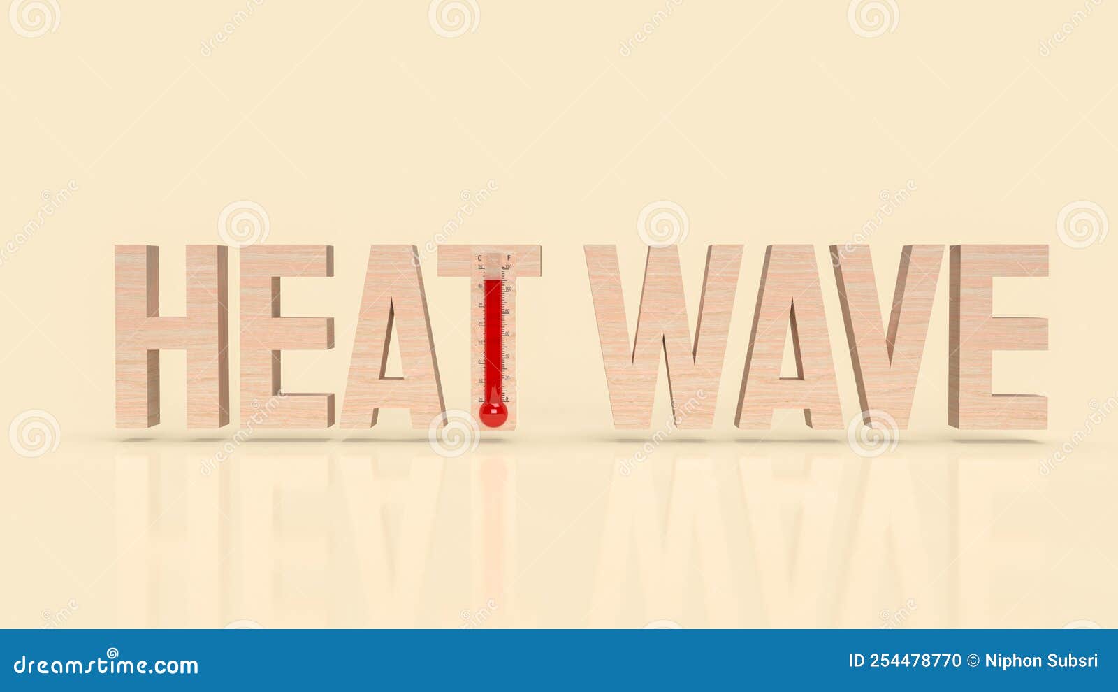 The Heat Wave Text and Thermometer for Climate Change Concept 3d ...