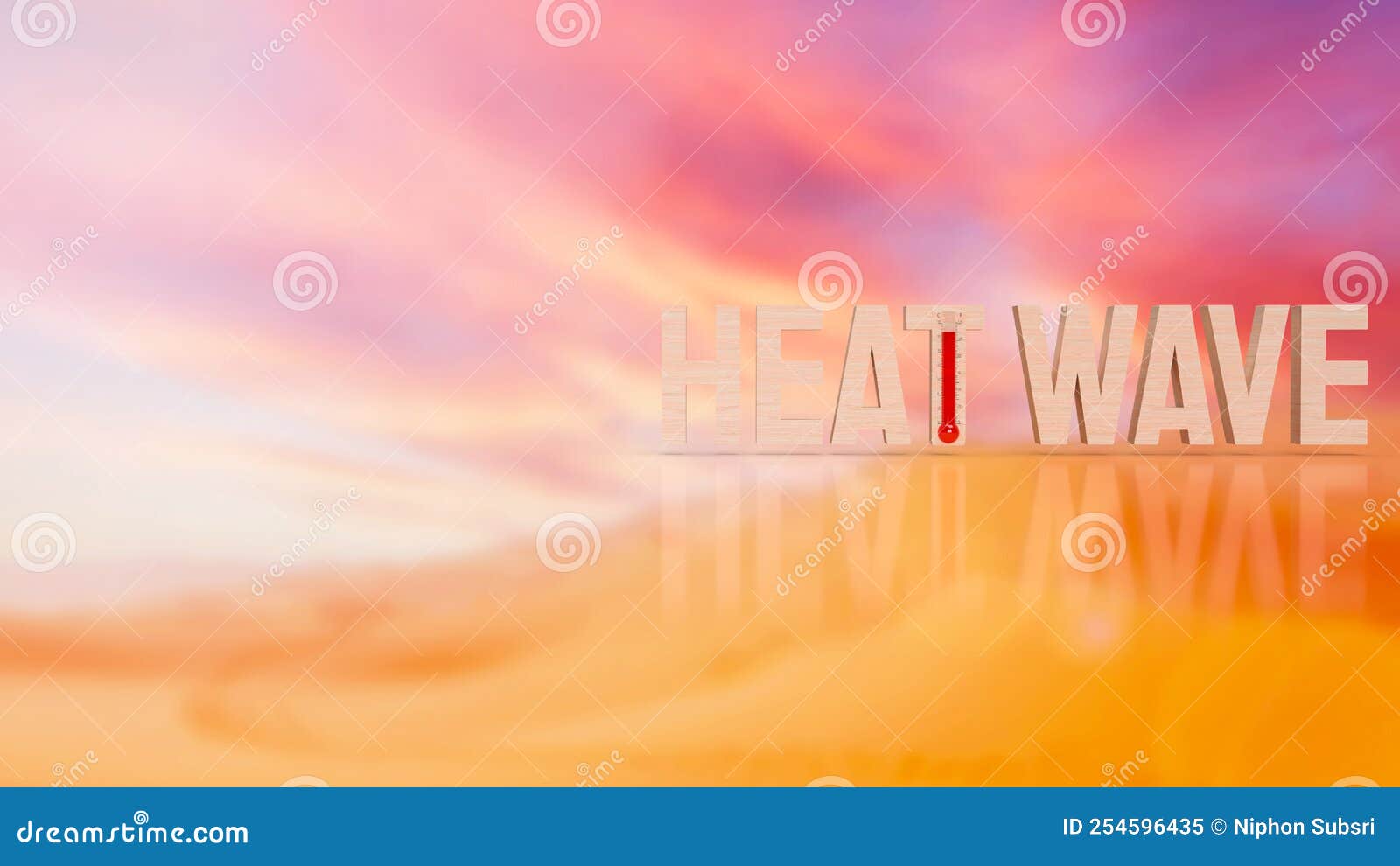 The Heat Wave Text and Thermometer for Climate Change Concept 3d ...