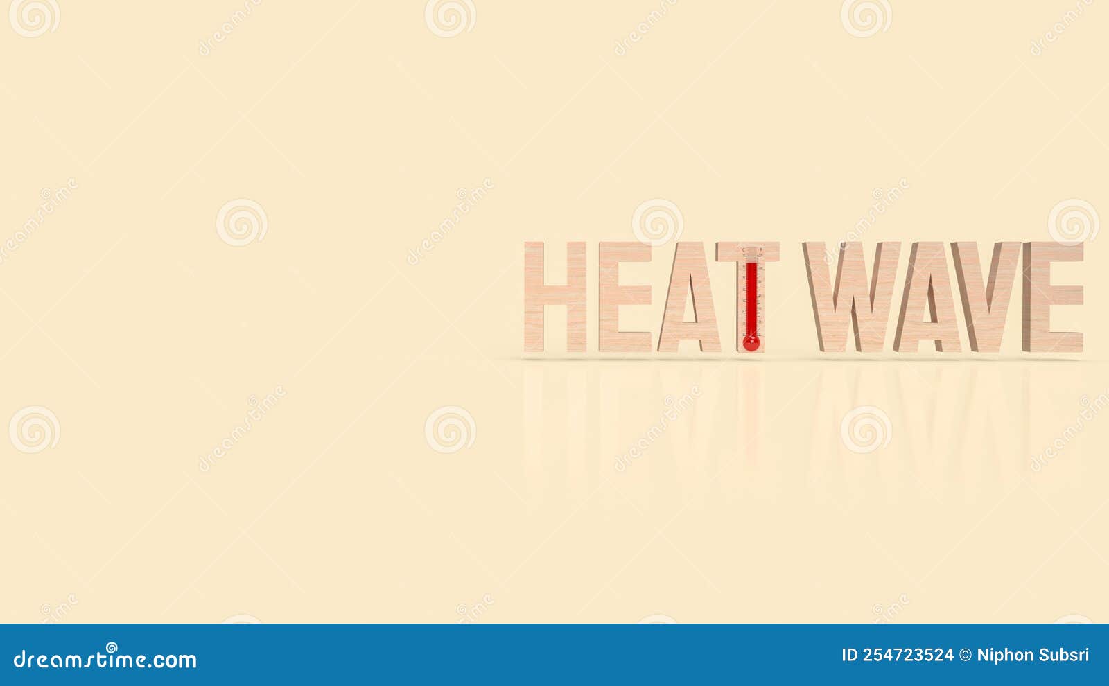 The Heat Wave Text and Thermometer for Climate Change Concept 3d ...