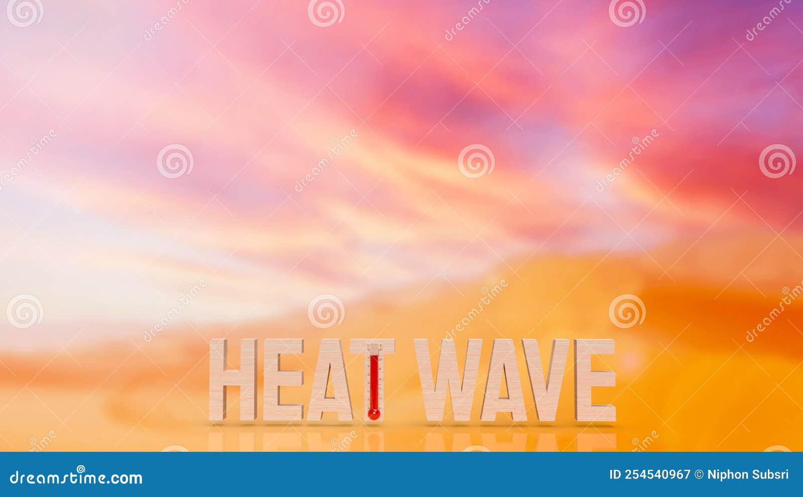 The Heat Wave Text and Thermometer for Climate Change Concept 3d ...