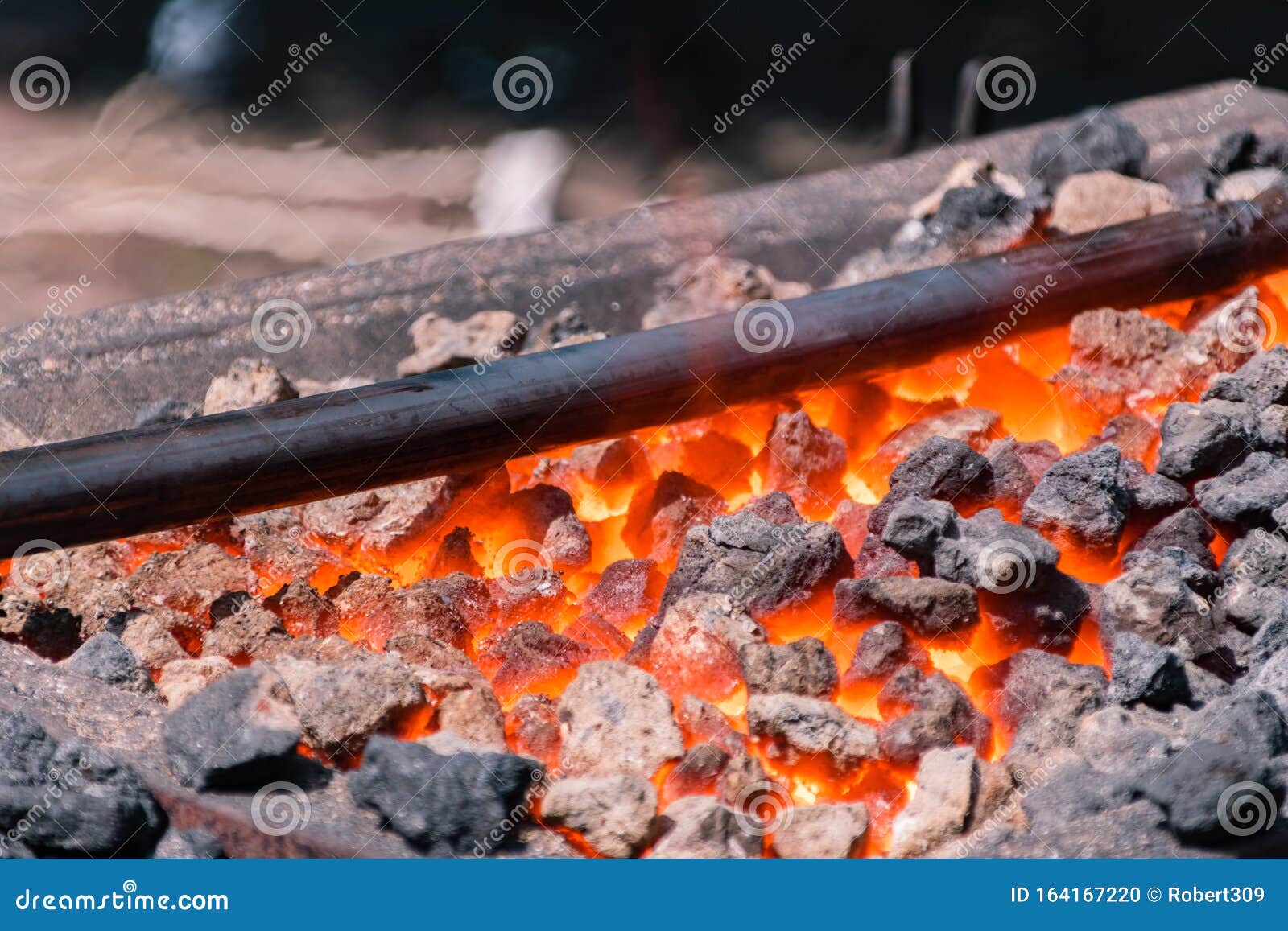 Heated Metal for Forging According To the Ancient Method Stock Photo ...
