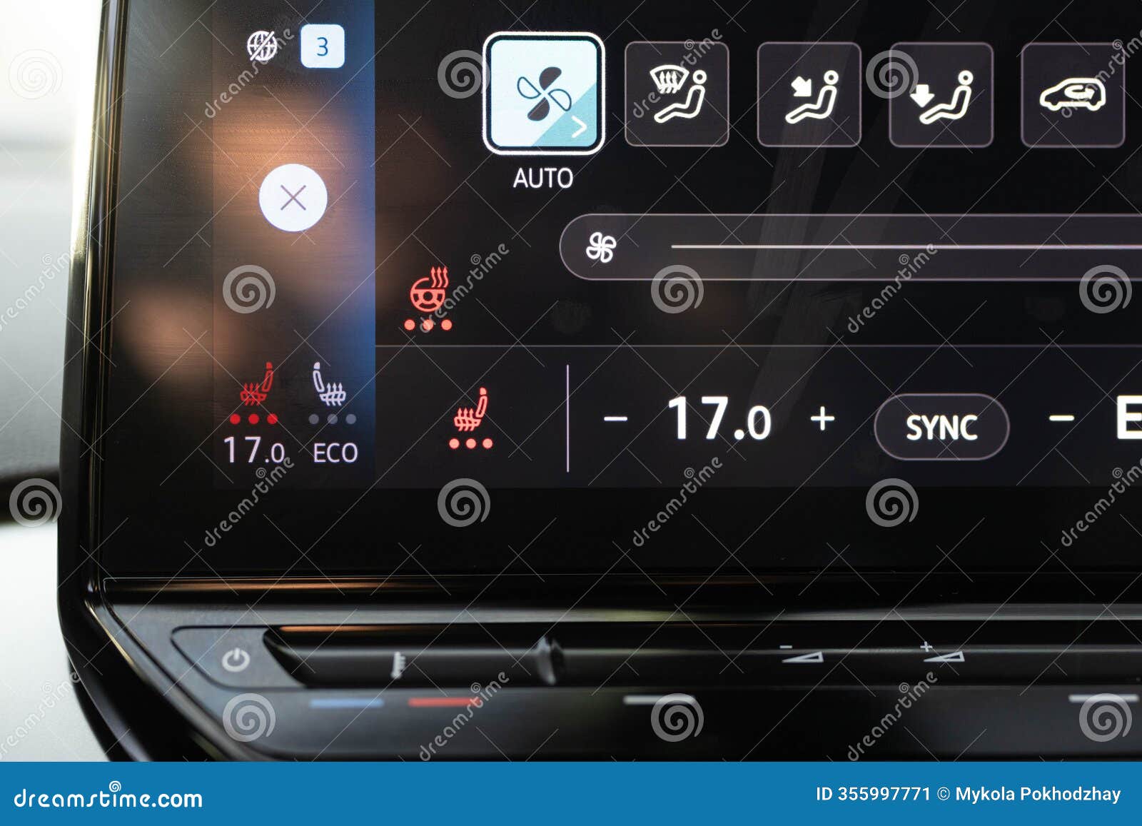 Heated Seat Dashboard in a Car. Steering Wheel Heating Button in the ...