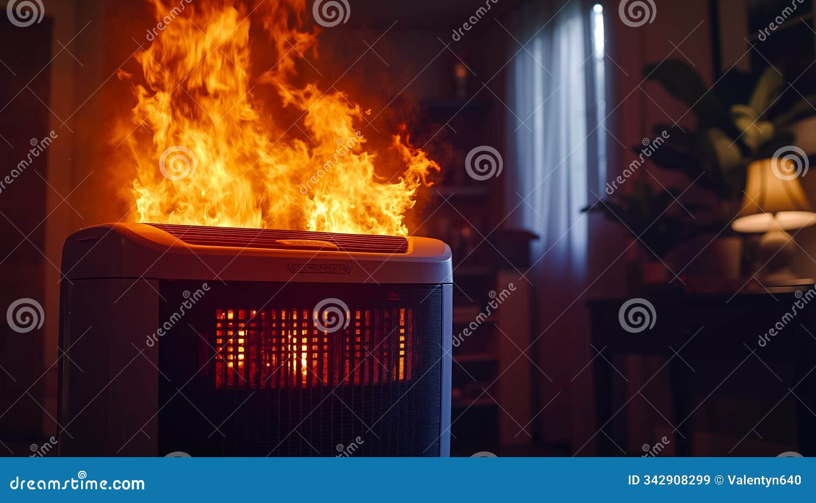 A Heater that is on Fire in a Room Stock Image - Image of frame, right ...