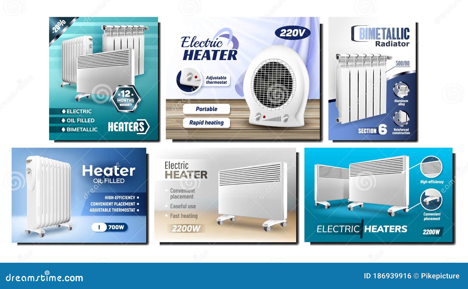 Radiators Different Types Realistic Set. Heating System Parts. Heater ...