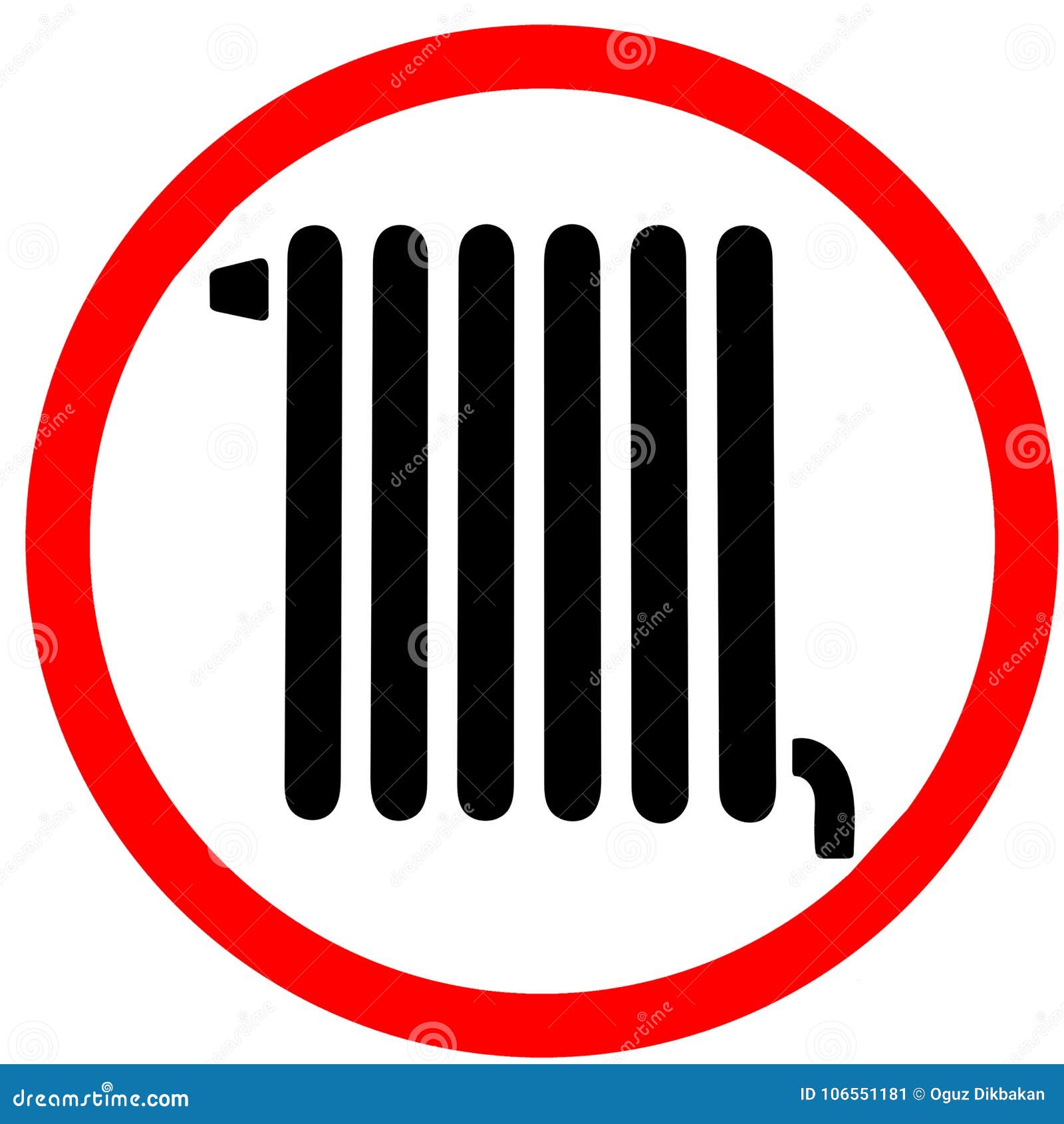 Heater Warning Red Circle Road Sign Isolated on White Background Stock ...