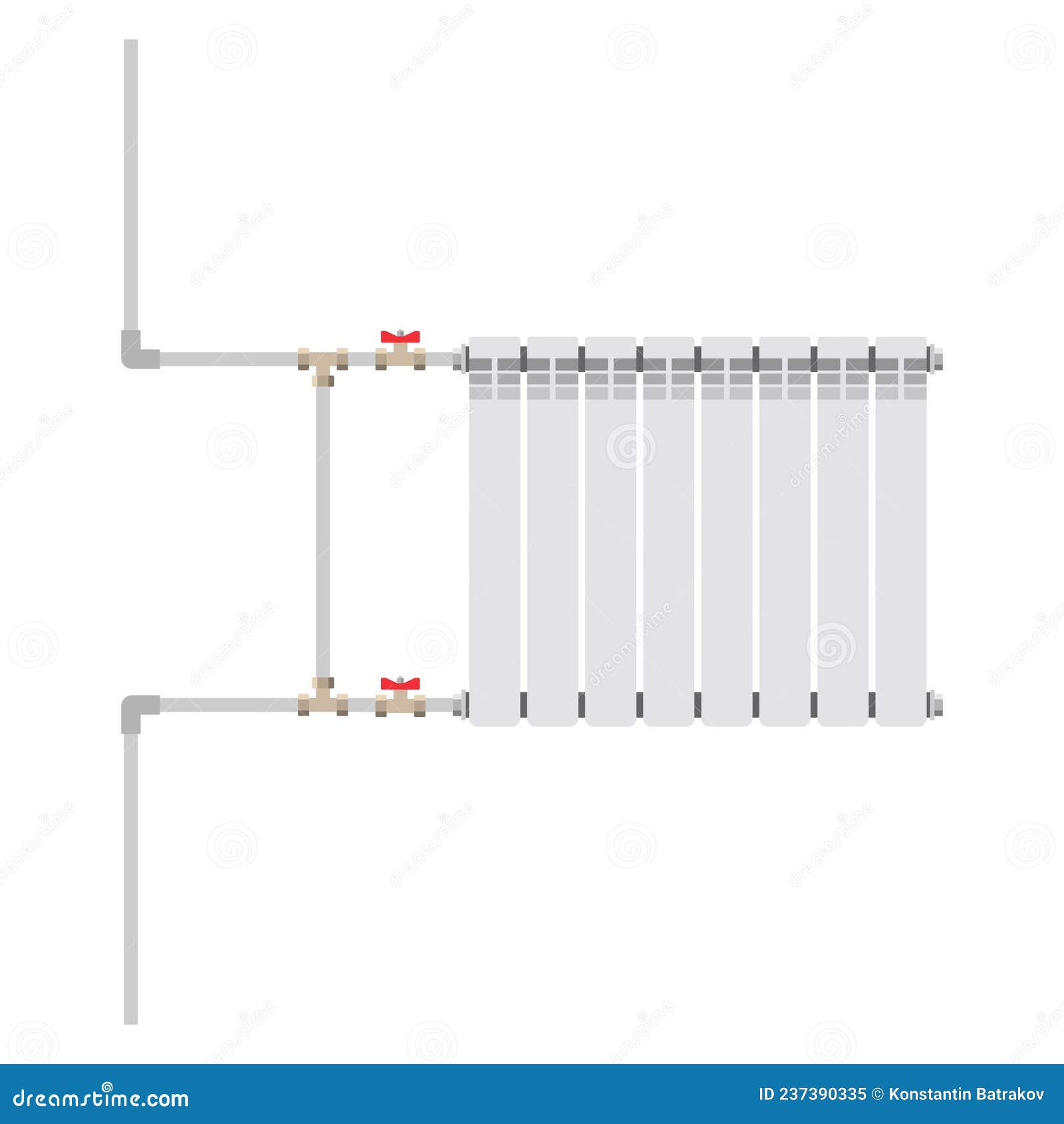 The Heating Battery Connection Diagram is One-pipe. Stock Vector ...