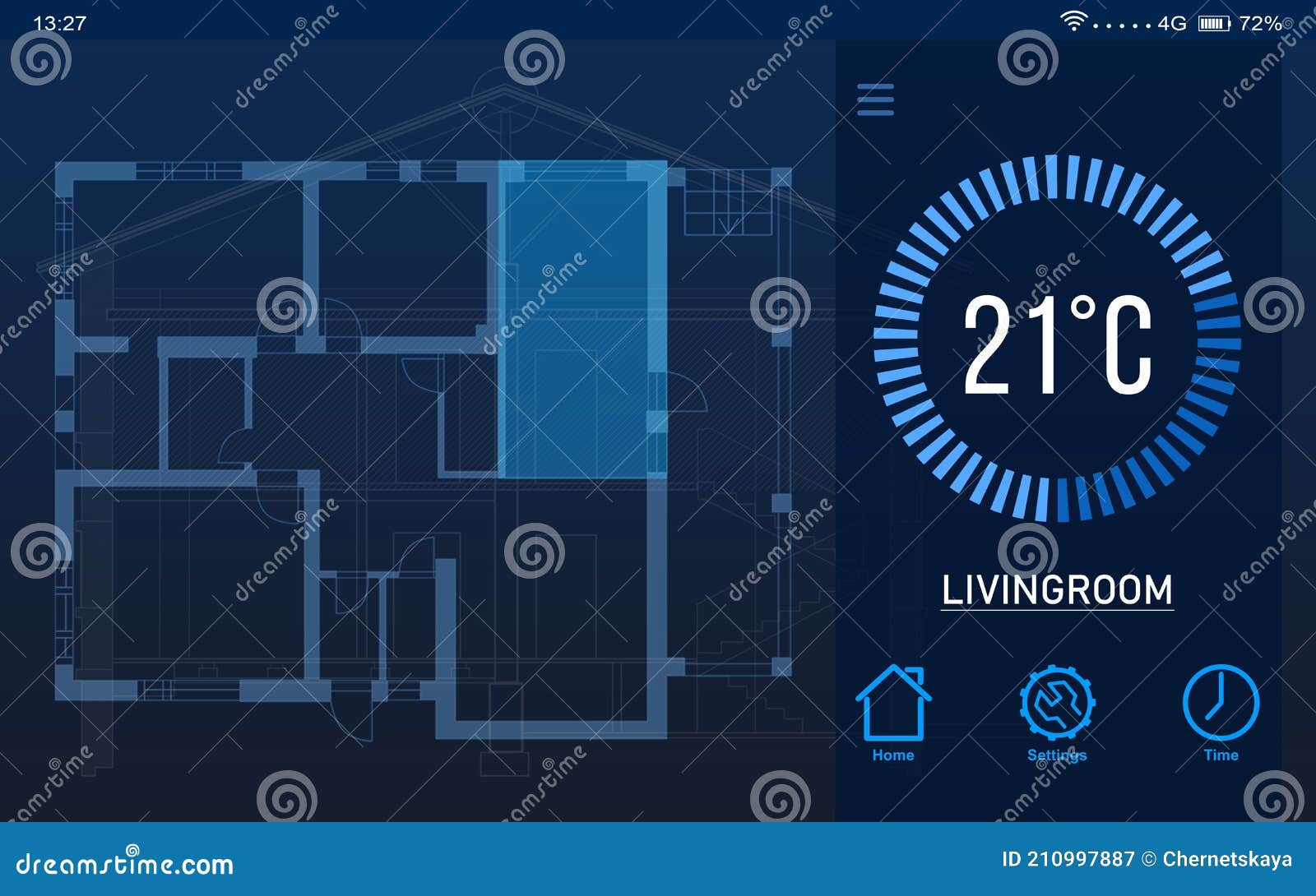 Heating Control System. Application Displaying Temperature and House ...